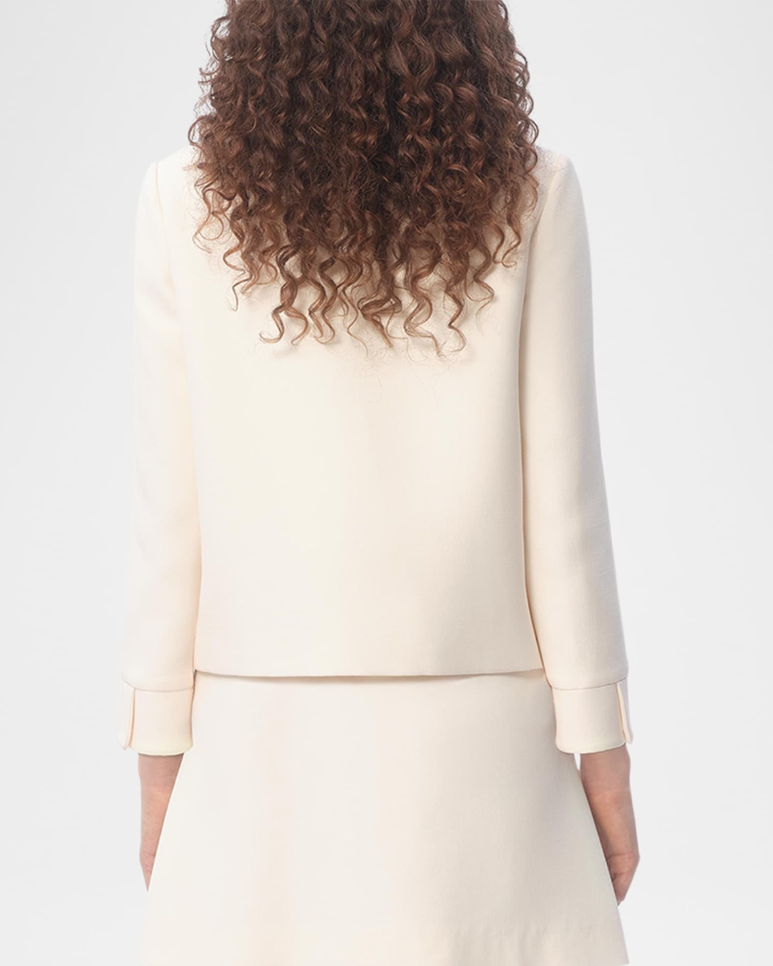 Valentino Garavani Collared Brooch Wool Jacket | Neiman Marcus