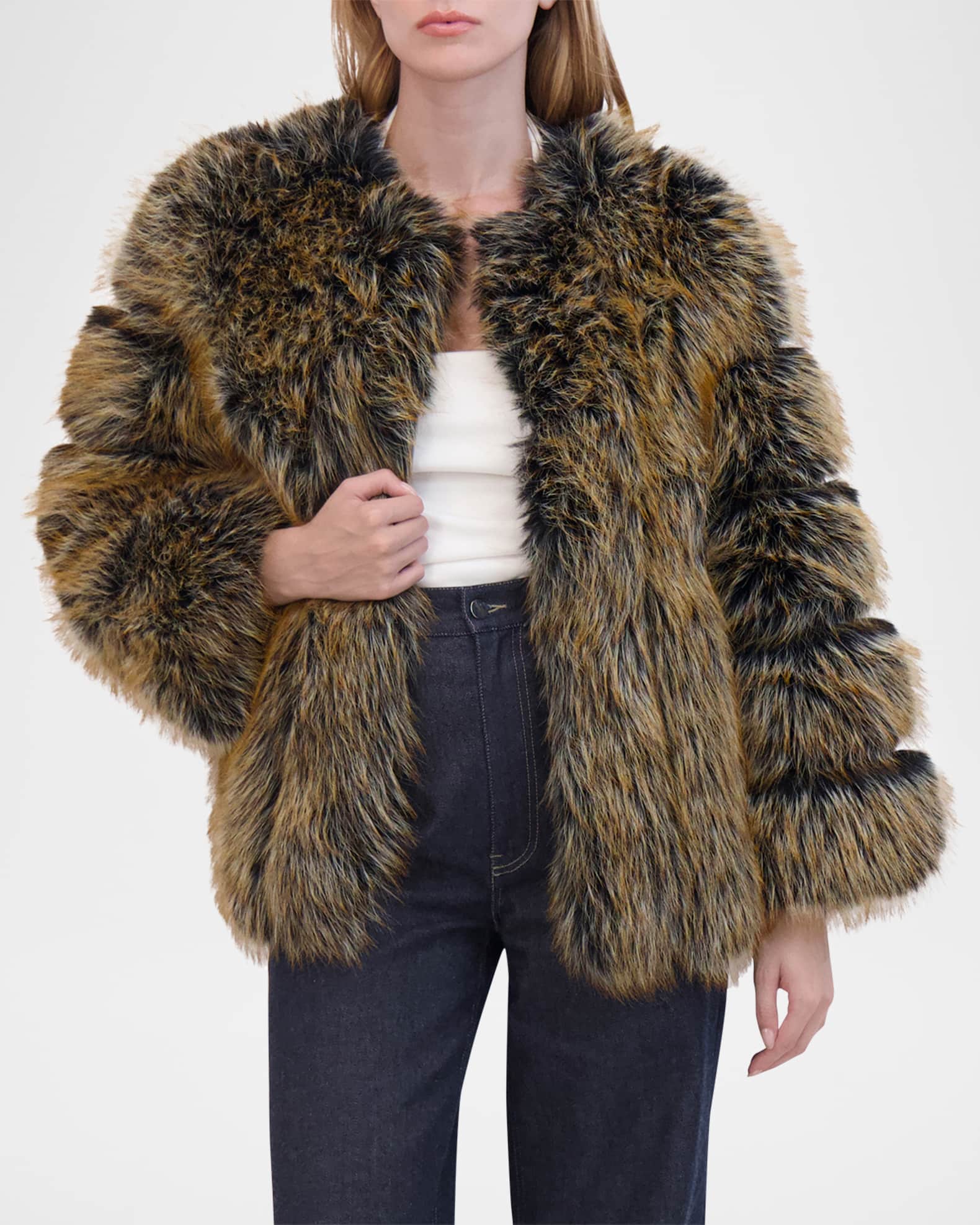 Theia Fox Faux Fur Jacket | Neiman Marcus