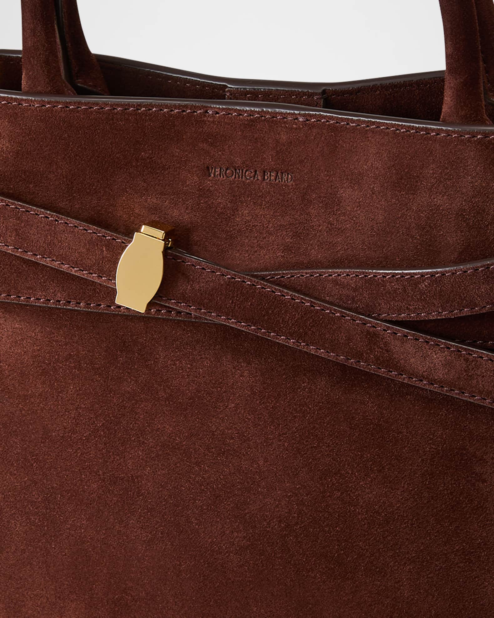 Veronica Beard Dash Belted Suede Top-Handle Bag | Neiman Marcus