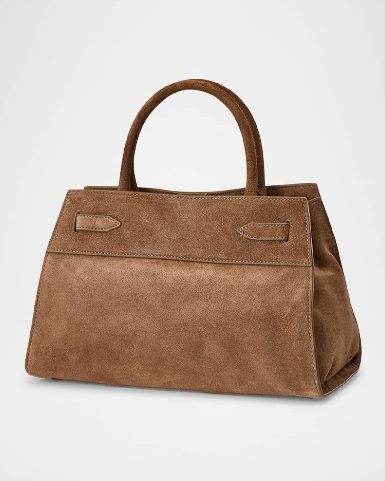 Veronica Beard Dash Belted Suede Top-Handle Bag | Neiman Marcus