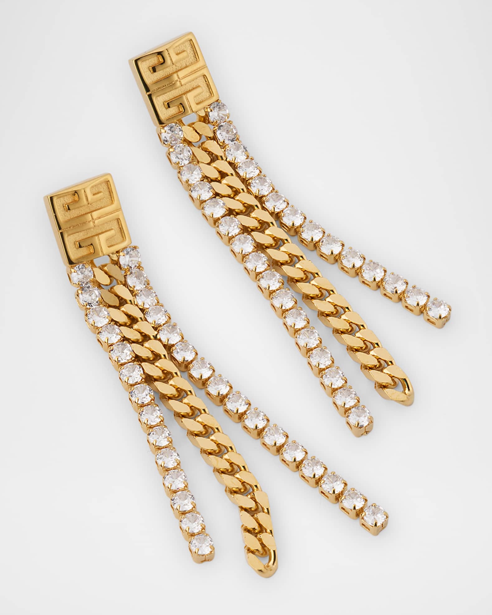 Givenchy 4G Crystal Golden Chain Pendant Earrings | Neiman Marcus