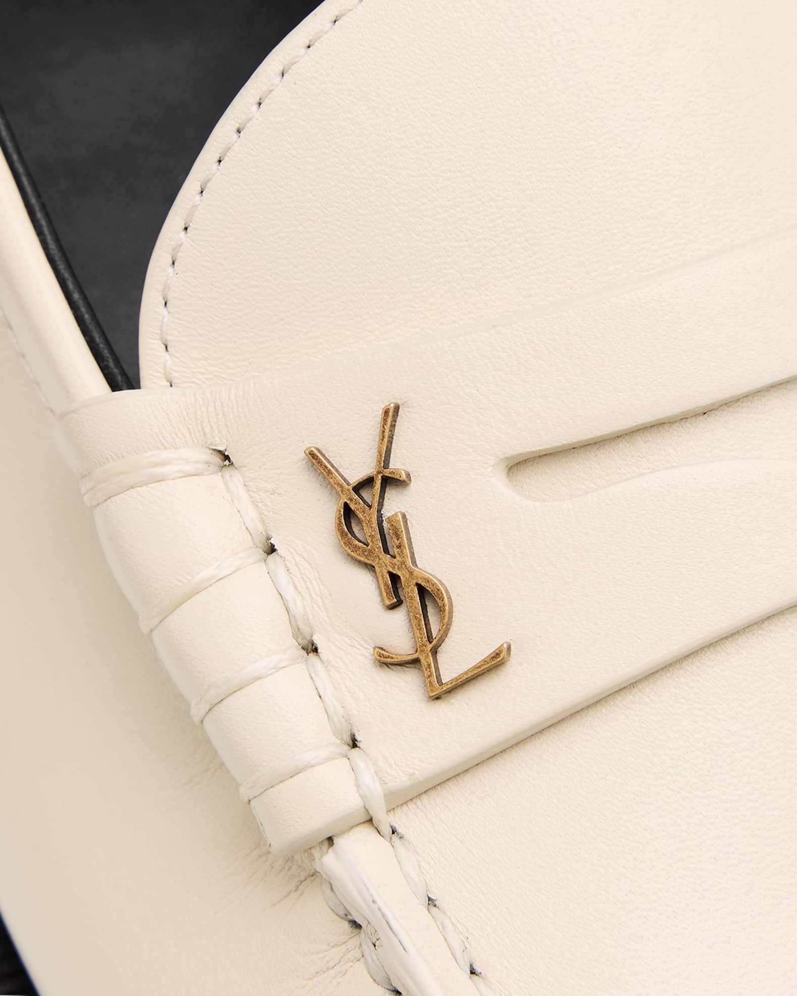 Saint Laurent Le Leather YSL Penny Loafers | Neiman Marcus