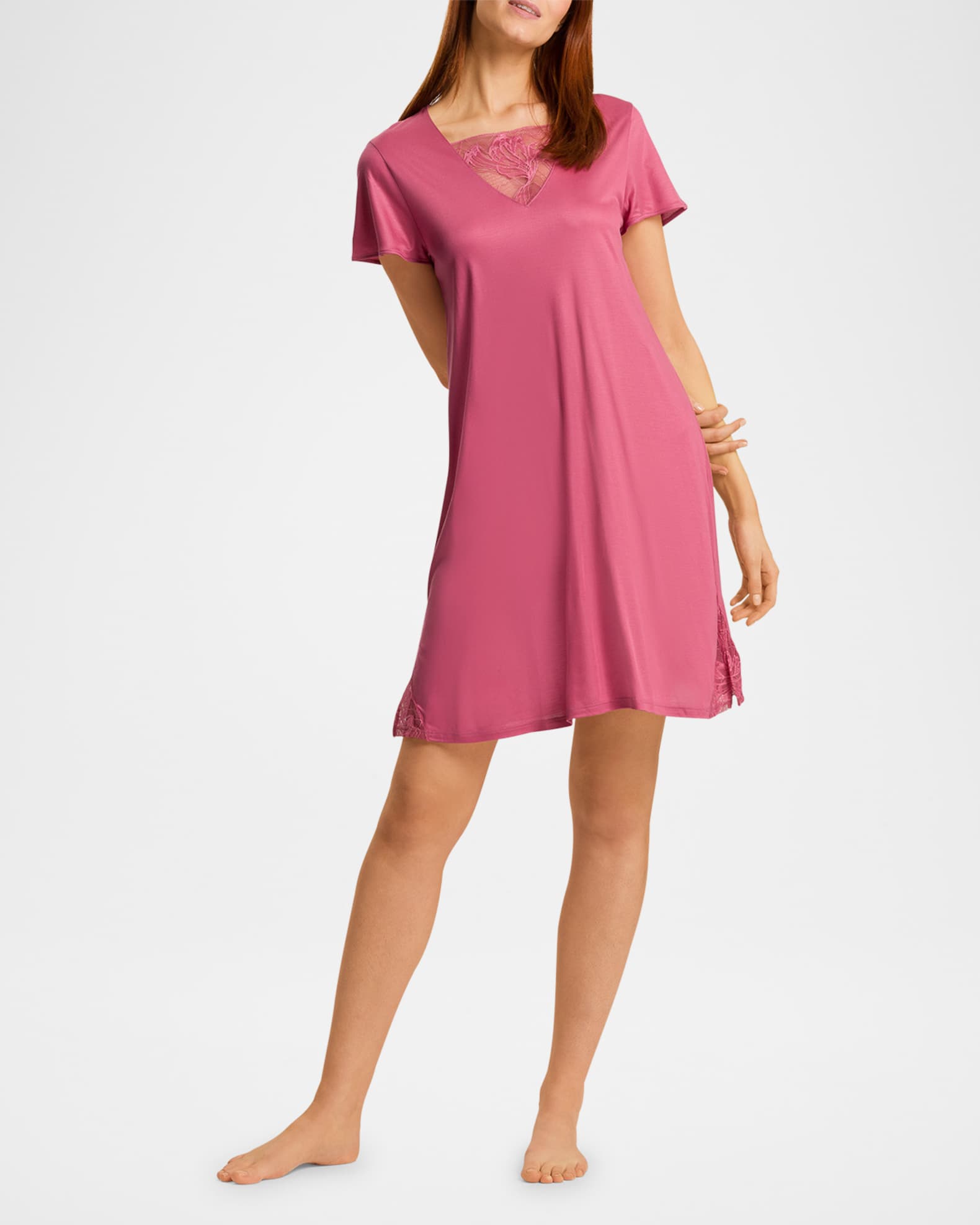 Hanro Eva Lace-Trim Modal Nightgown | Neiman Marcus