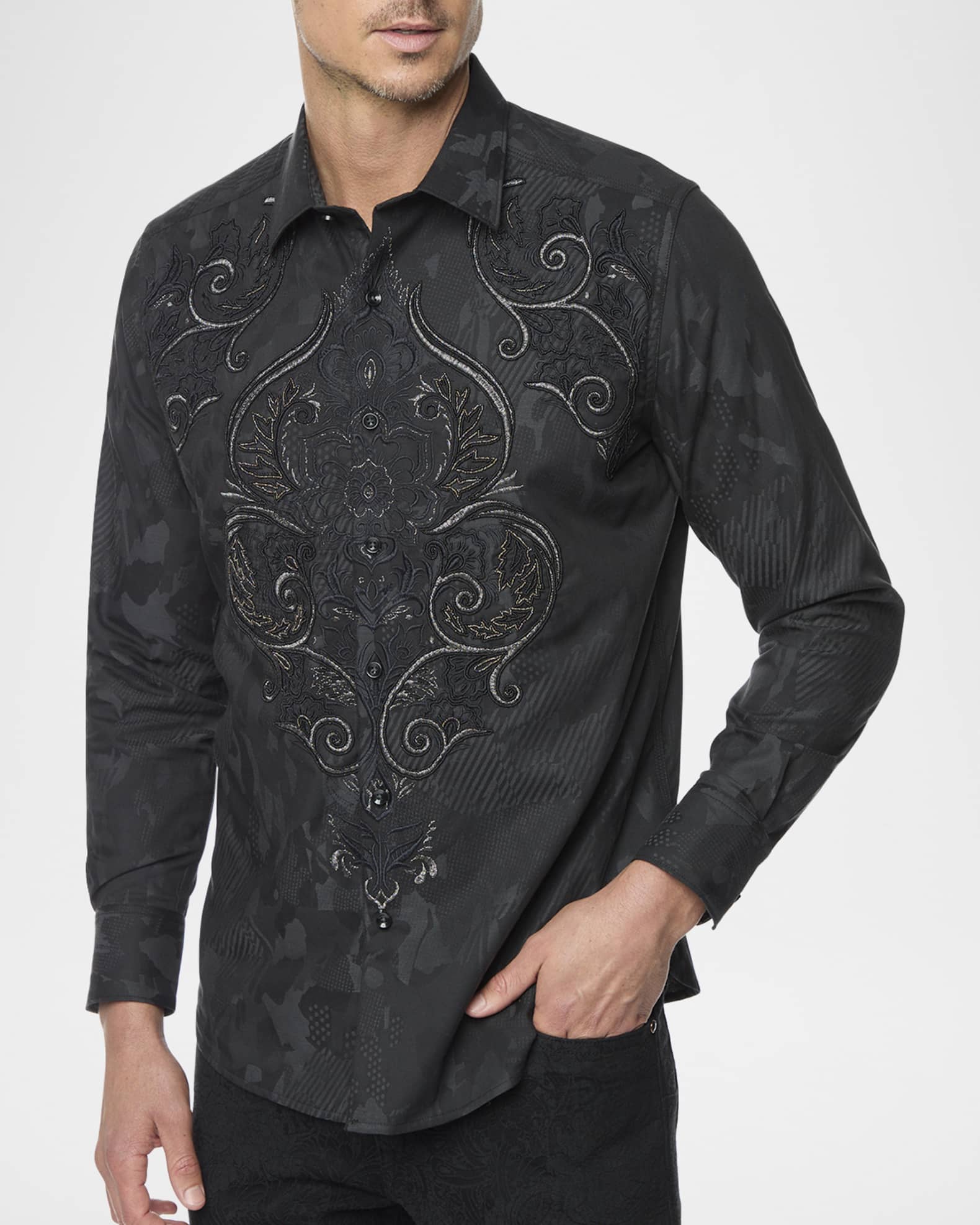 Robert Graham Men's Saldibar Embroidered Dress Shirt | Neiman Marcus