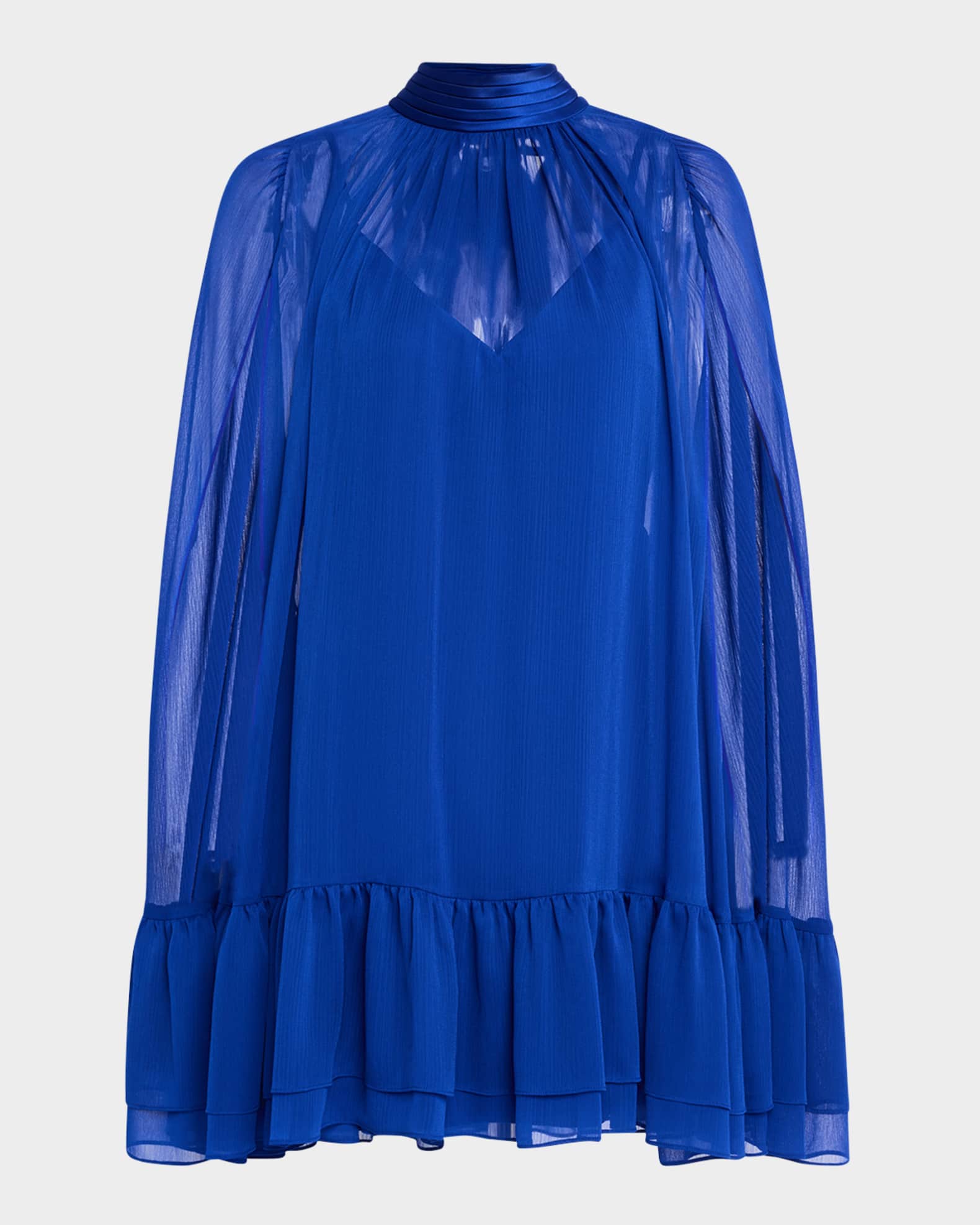 Alice + Olivia Zenon Tie-Neck Cape Mini Dress | Neiman Marcus