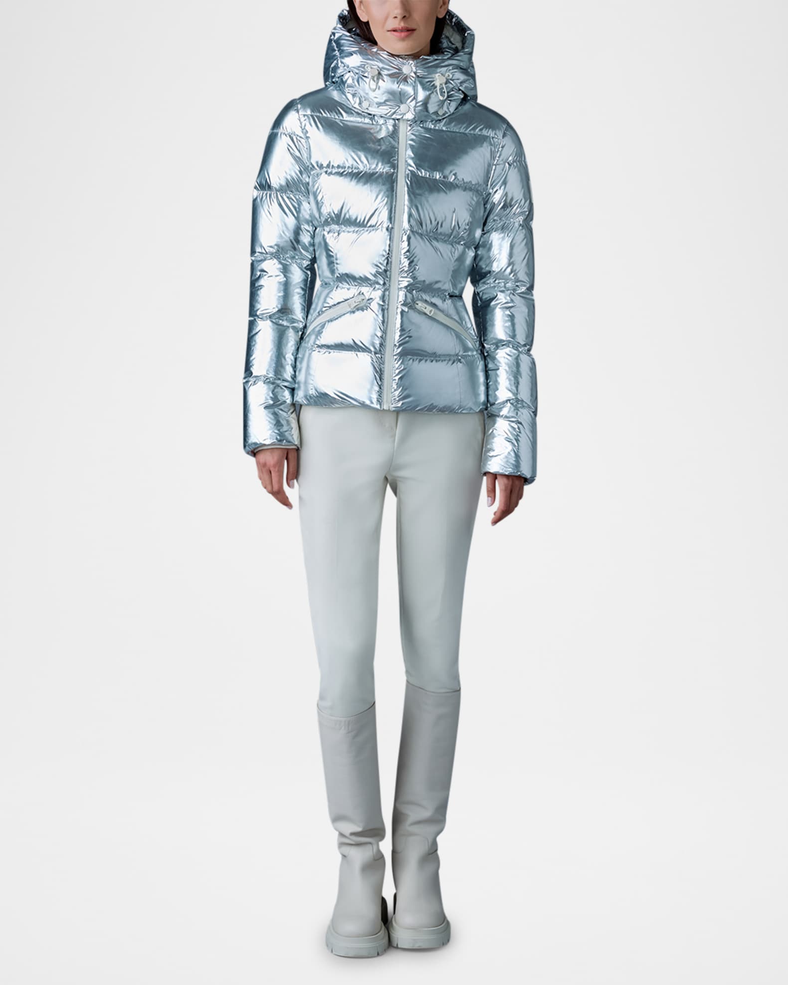 Mackage Madalyn Metallic Down Puffer Jacket with Hood | Neiman Marcus