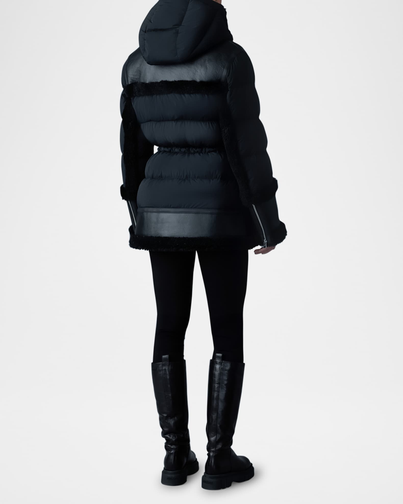 Mackage Lilibeth Mixed-Media Down Parka with Shearling and Leather ...