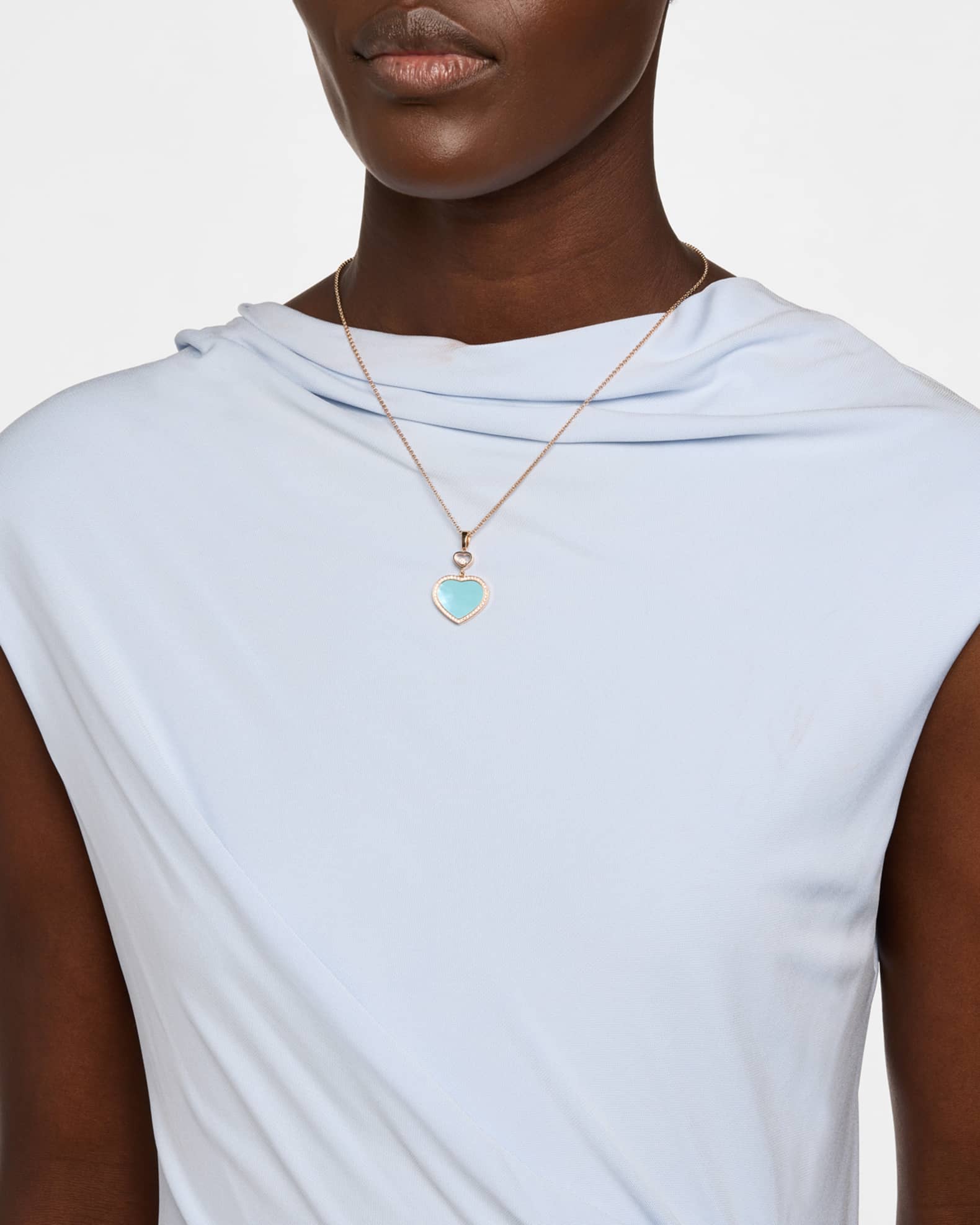 Chopard Happy Hearts 18K Rose Gold Turquoise Mother-of-Pearl Necklace ...