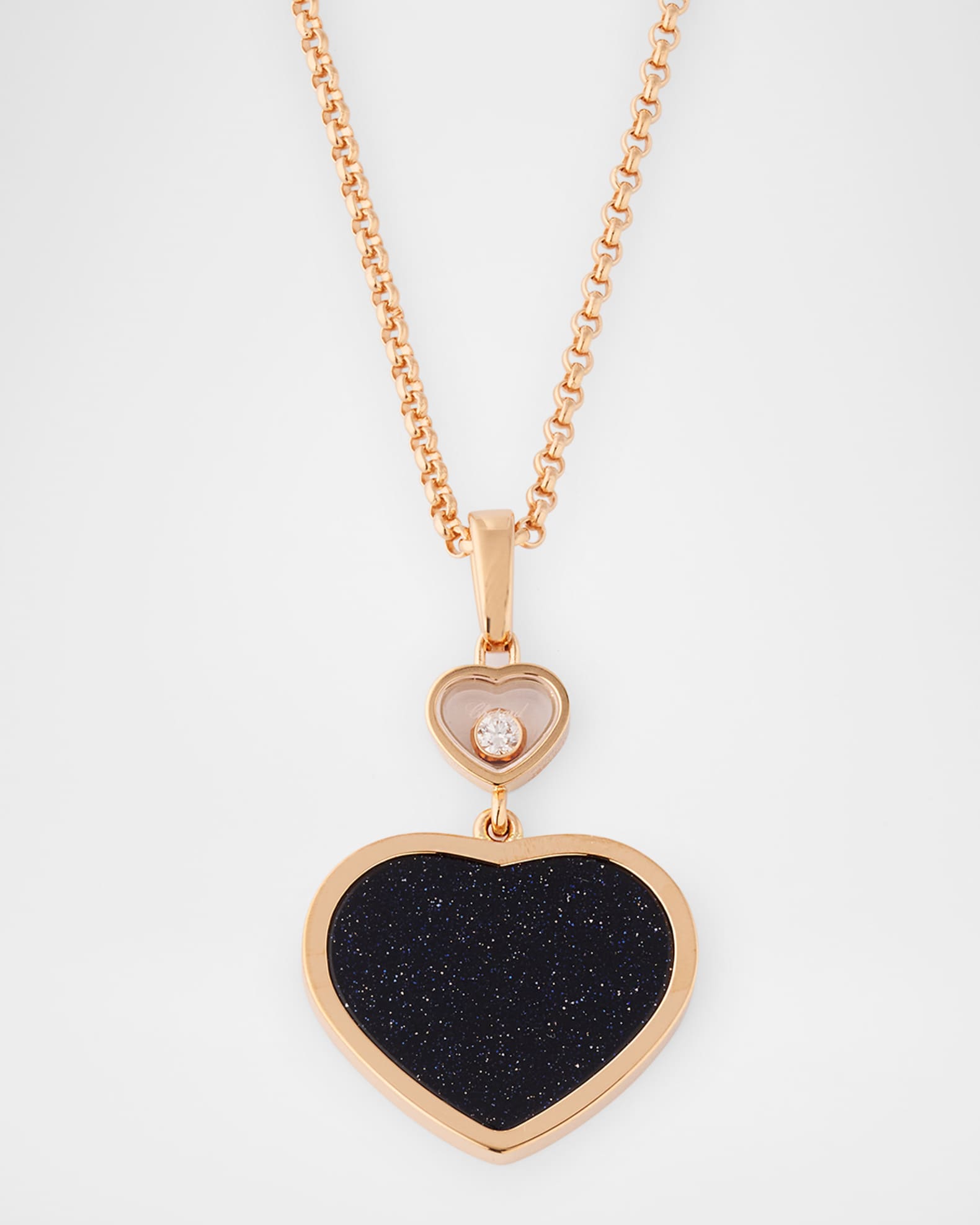 Chopard Happy Hearts 18K Rose Gold Aventurine Pendant Necklace | Neiman ...