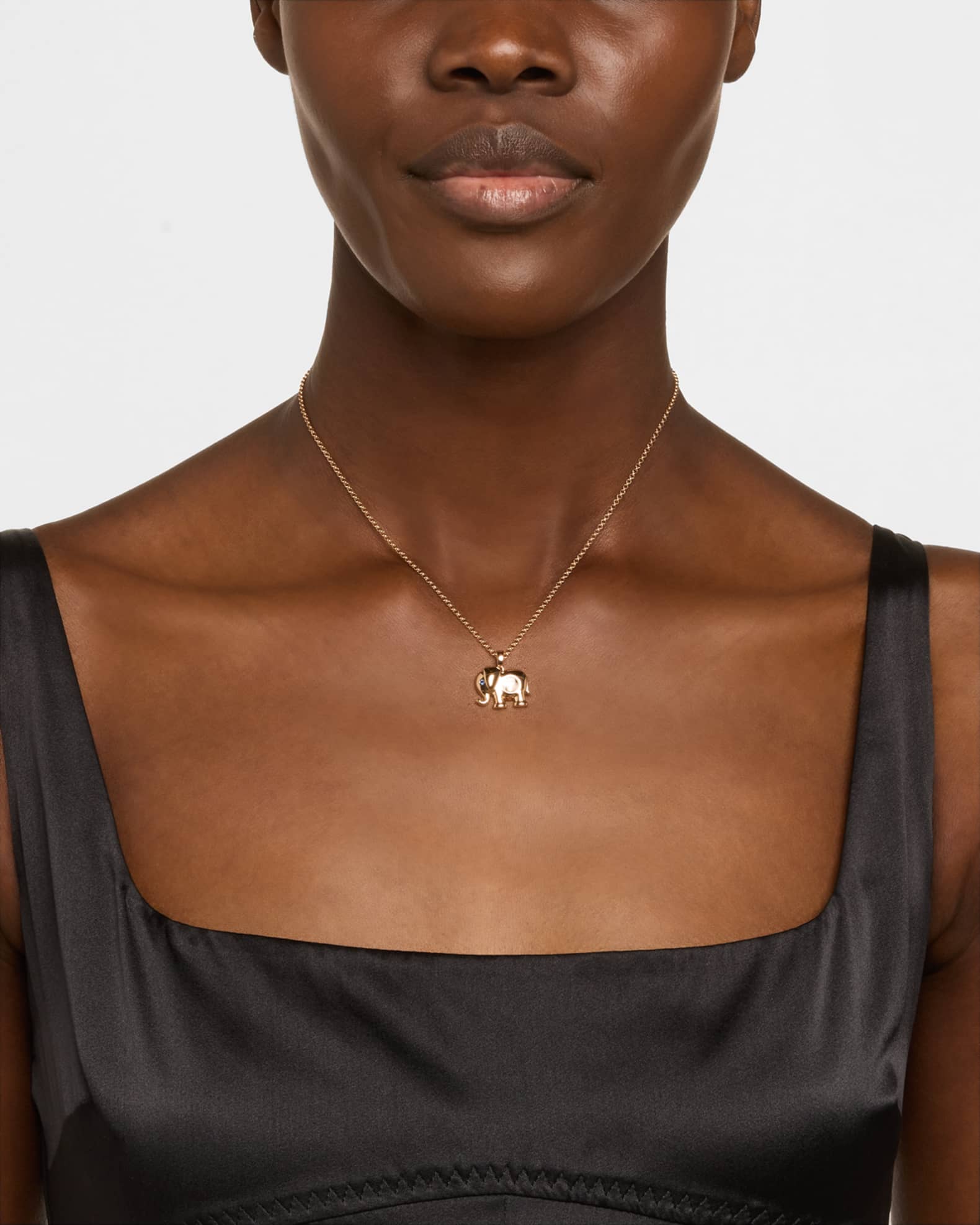 Chopard Happy Diamonds 18K Rose Gold Sapphire Elephant Pendant Necklace ...