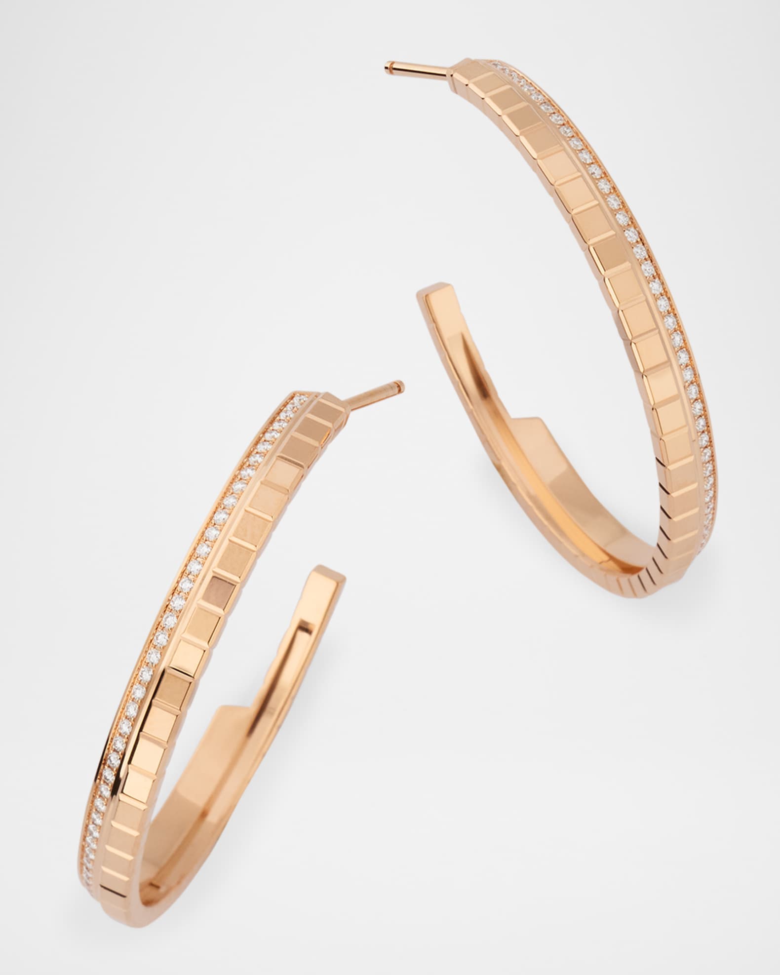 Chopard Ice Cube 18K Rose Gold Diamond Hoop Earrings | Neiman Marcus