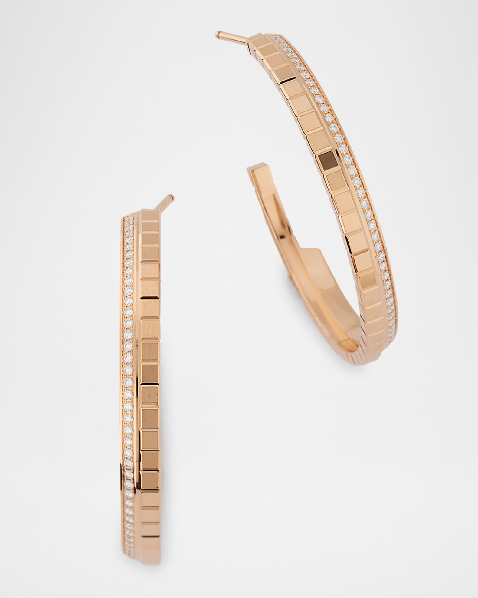 Chopard Ice Cube 18K Rose Gold Diamond Hoop Earrings | Neiman Marcus