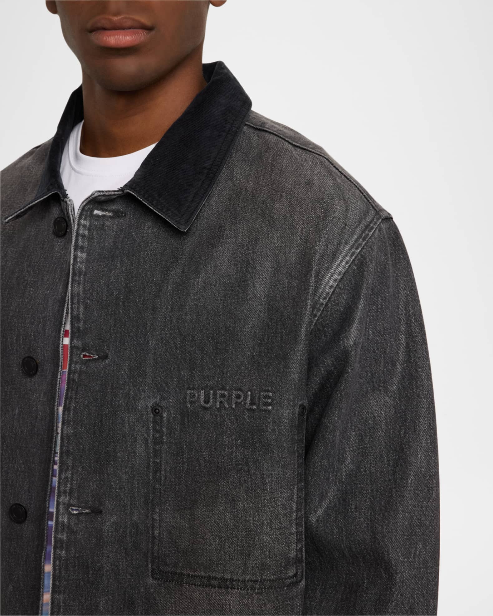 PURPLE Men's Coated Denim Workwear Jacket | Neiman Marcus