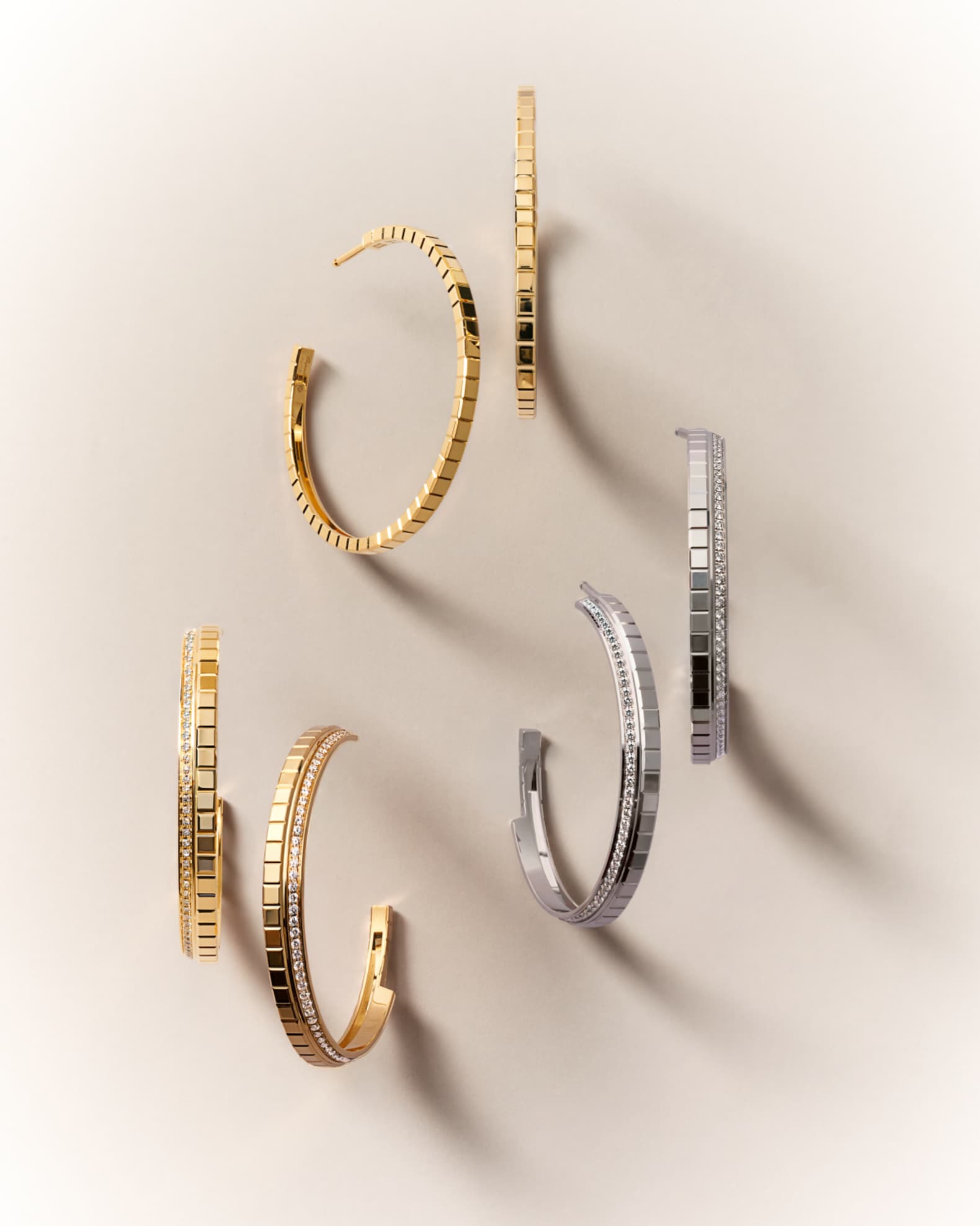 Chopard Ice Cube 18K Yellow Gold Diamond Hoop Earrings | Neiman Marcus