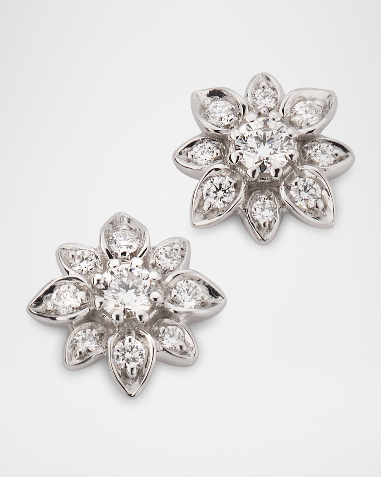 Gucci 18K White Gold Diamond Flower Stud Earrings One color