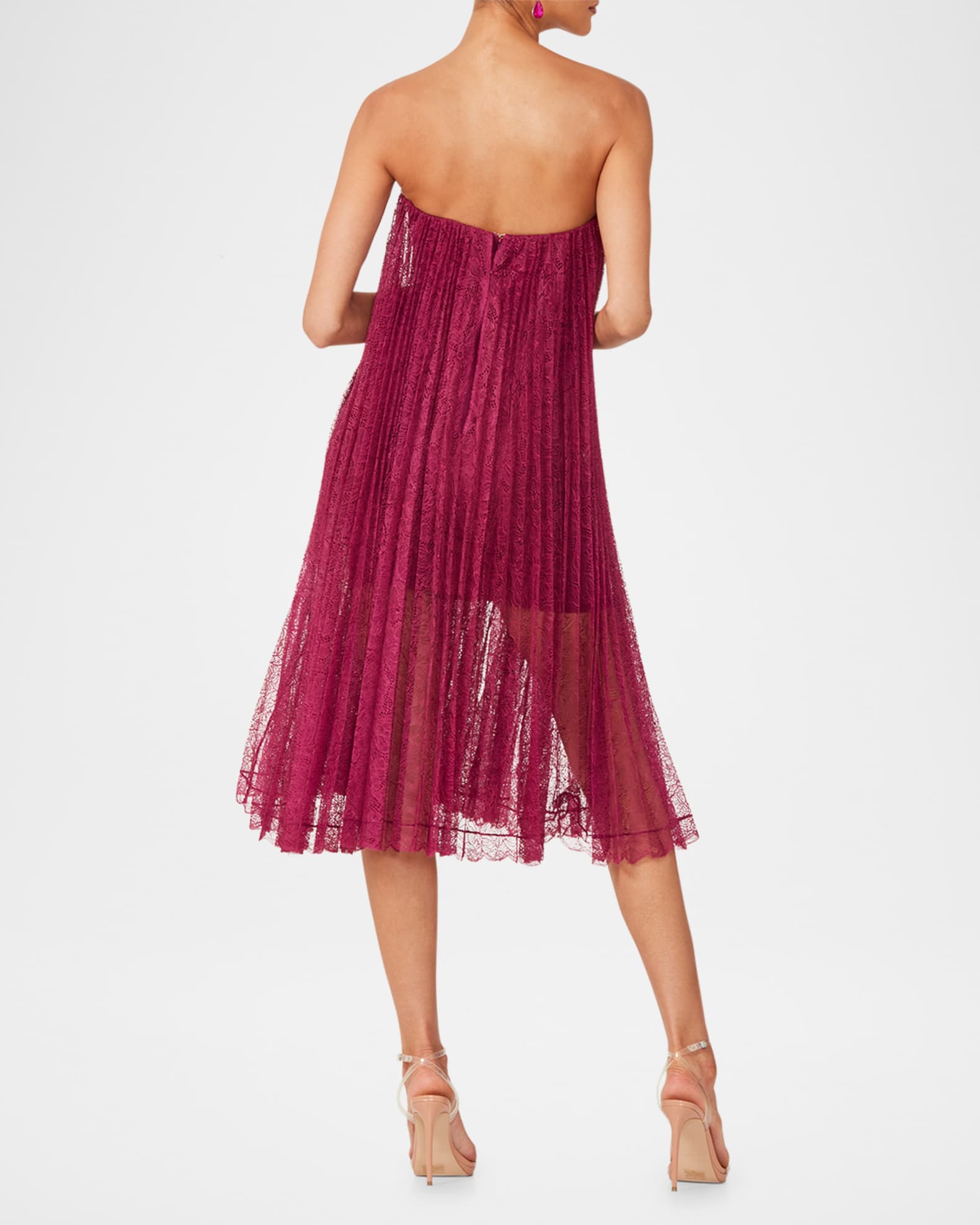 HELSI Daniela Strapless Pleated Lace Dress | Neiman Marcus