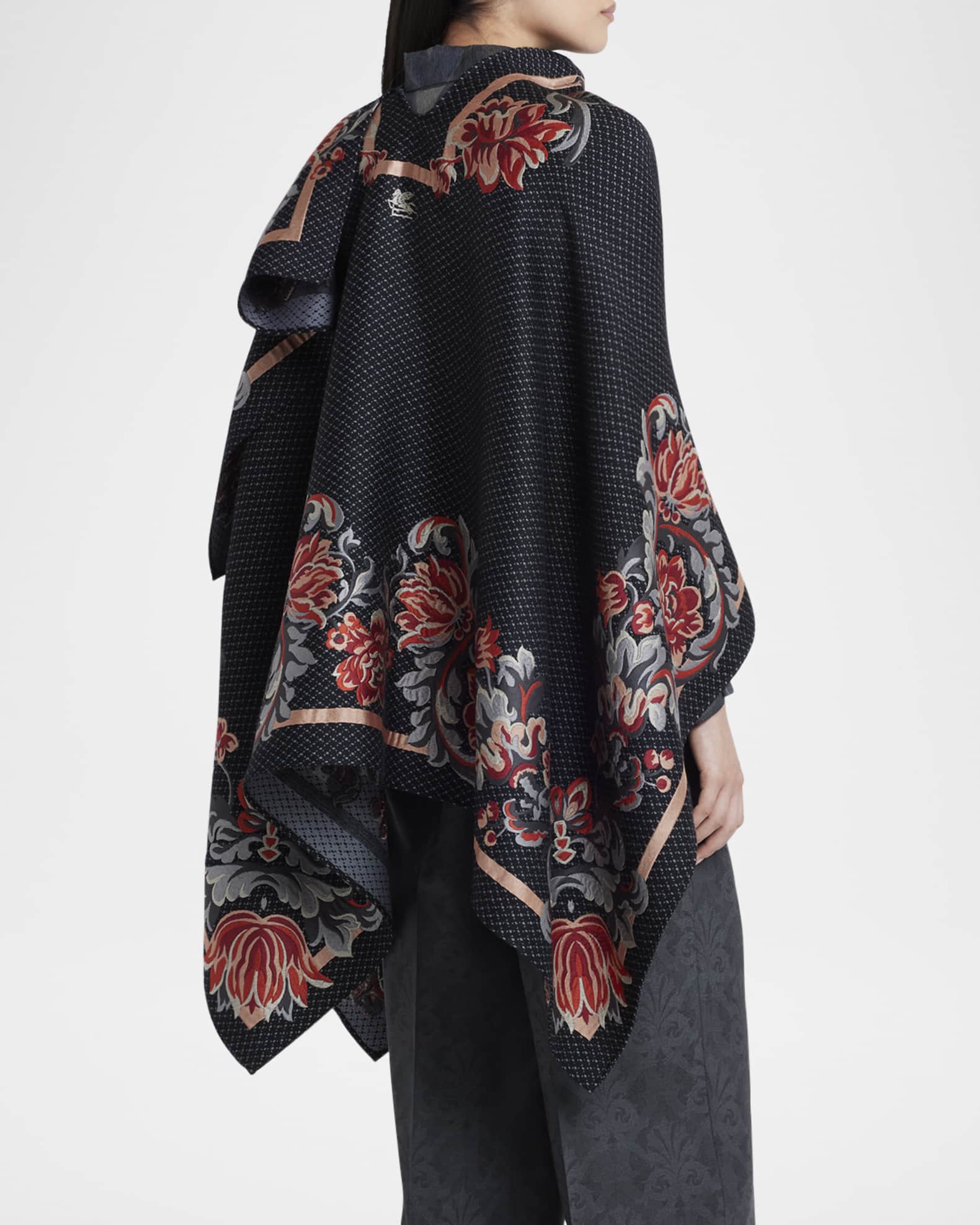 Etro Floral Wool-Blend Cape | Neiman Marcus