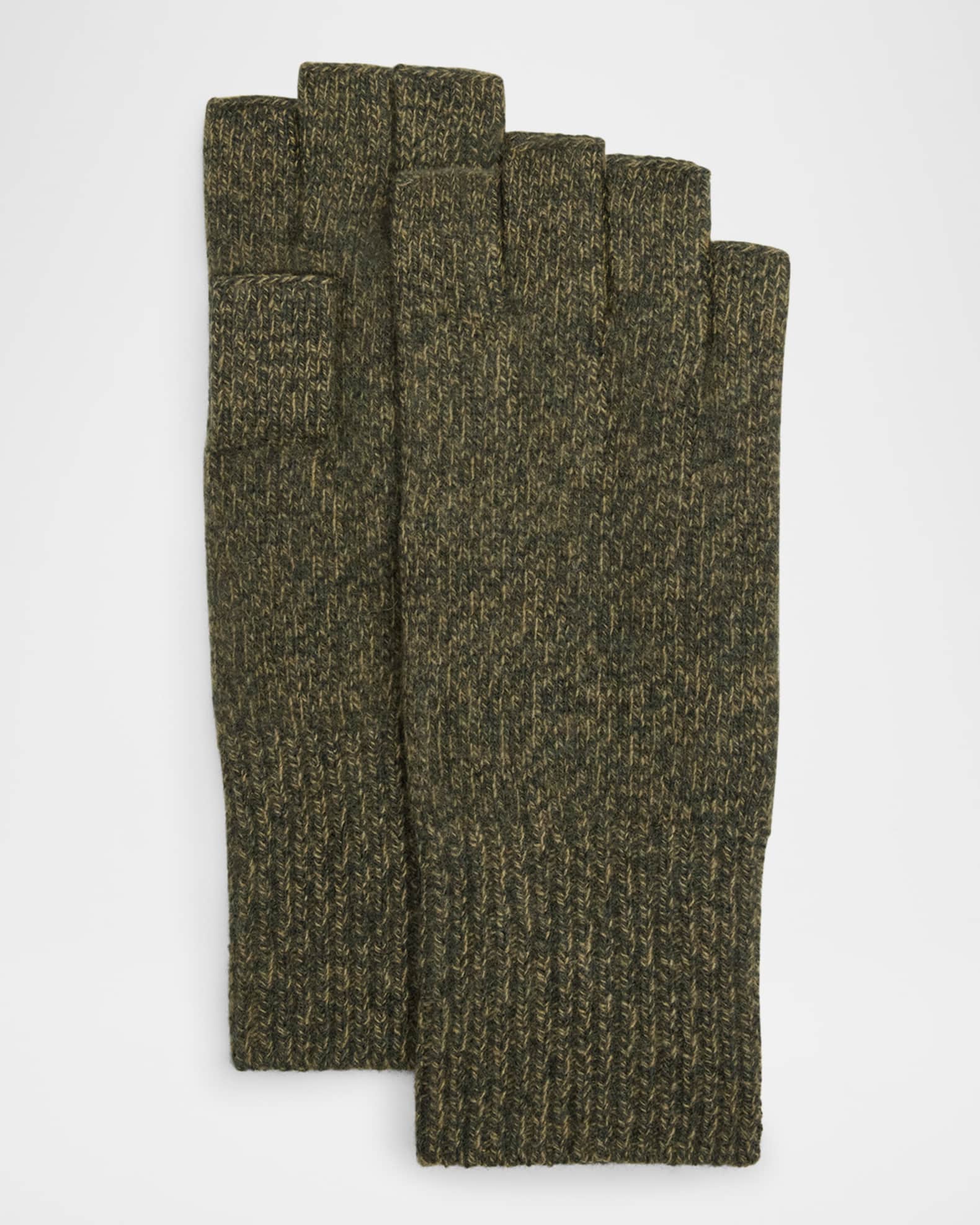 Portolano Tweed Fingerless Two-Tone Gloves | Neiman Marcus