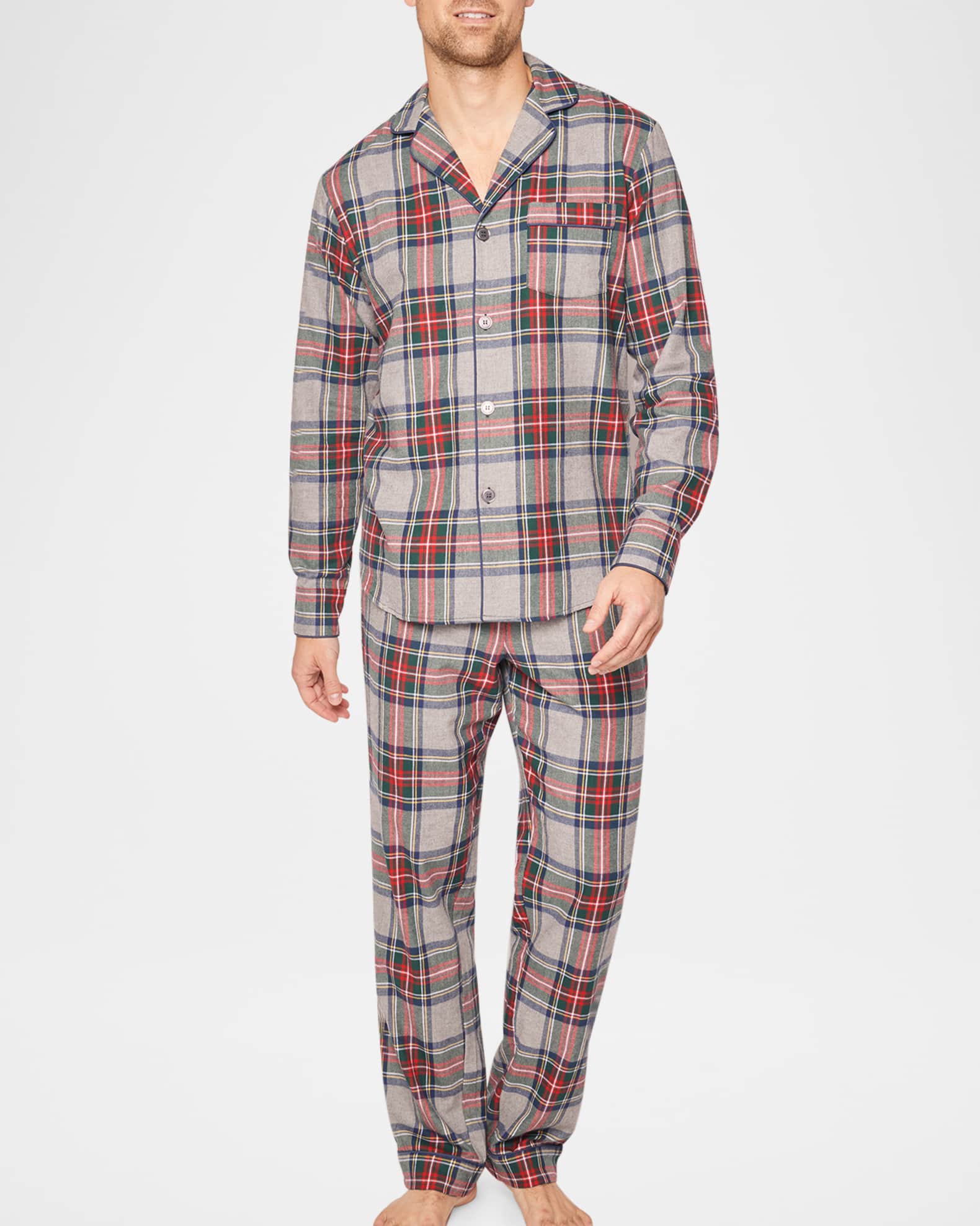 Petite Plume Men's Westminster Tartan Long Cotton Pajama Set | Neiman ...