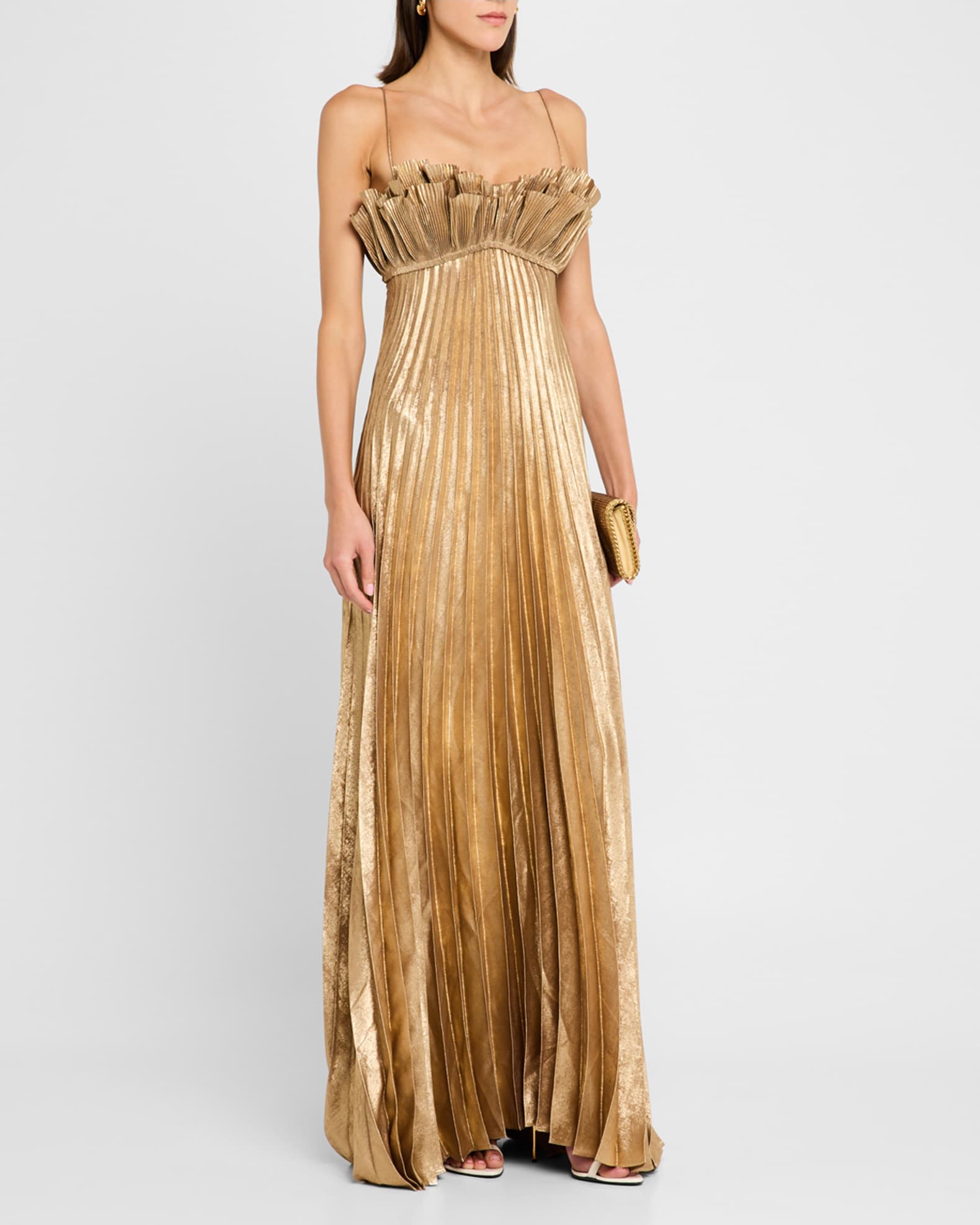 Acler Sanna Pleated Metallic Dress | Neiman Marcus