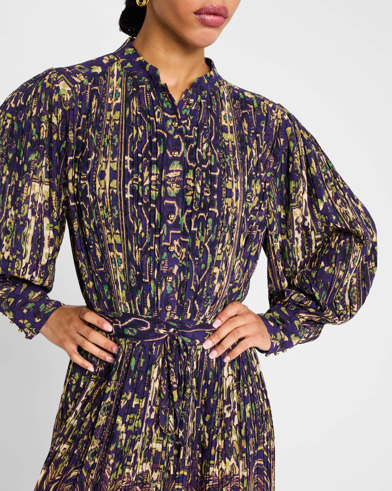 Elie Tahari The Almada Abstract-Print Midi Shirtdress | Neiman Marcus