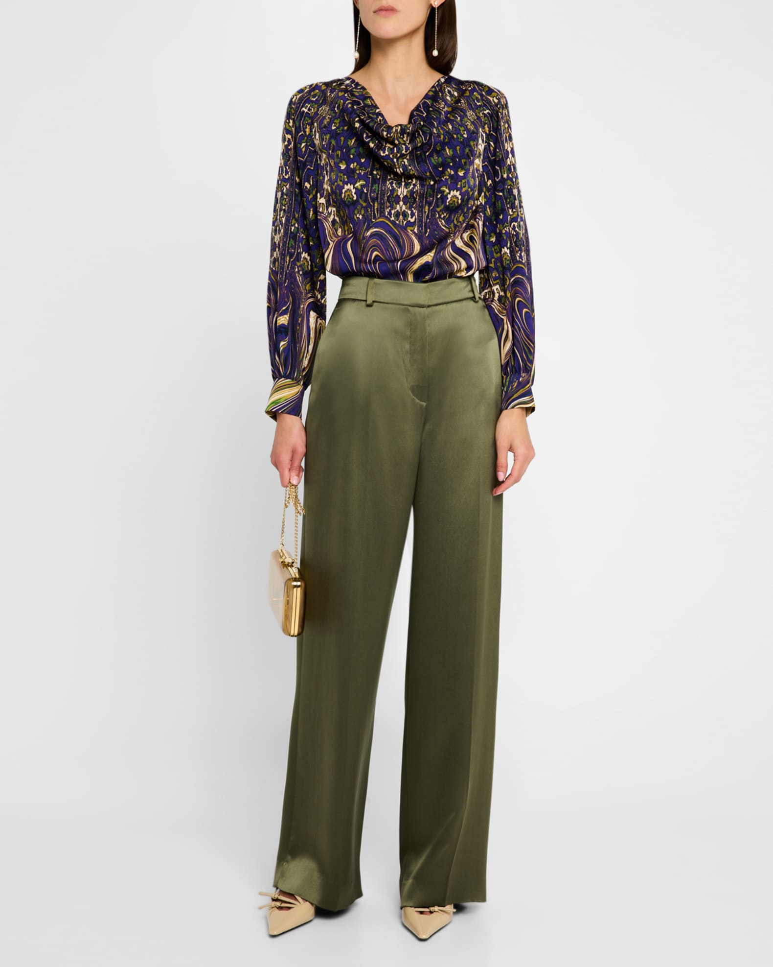 Elie Tahari The Lani Cowl-Neck Silk Blouse | Neiman Marcus