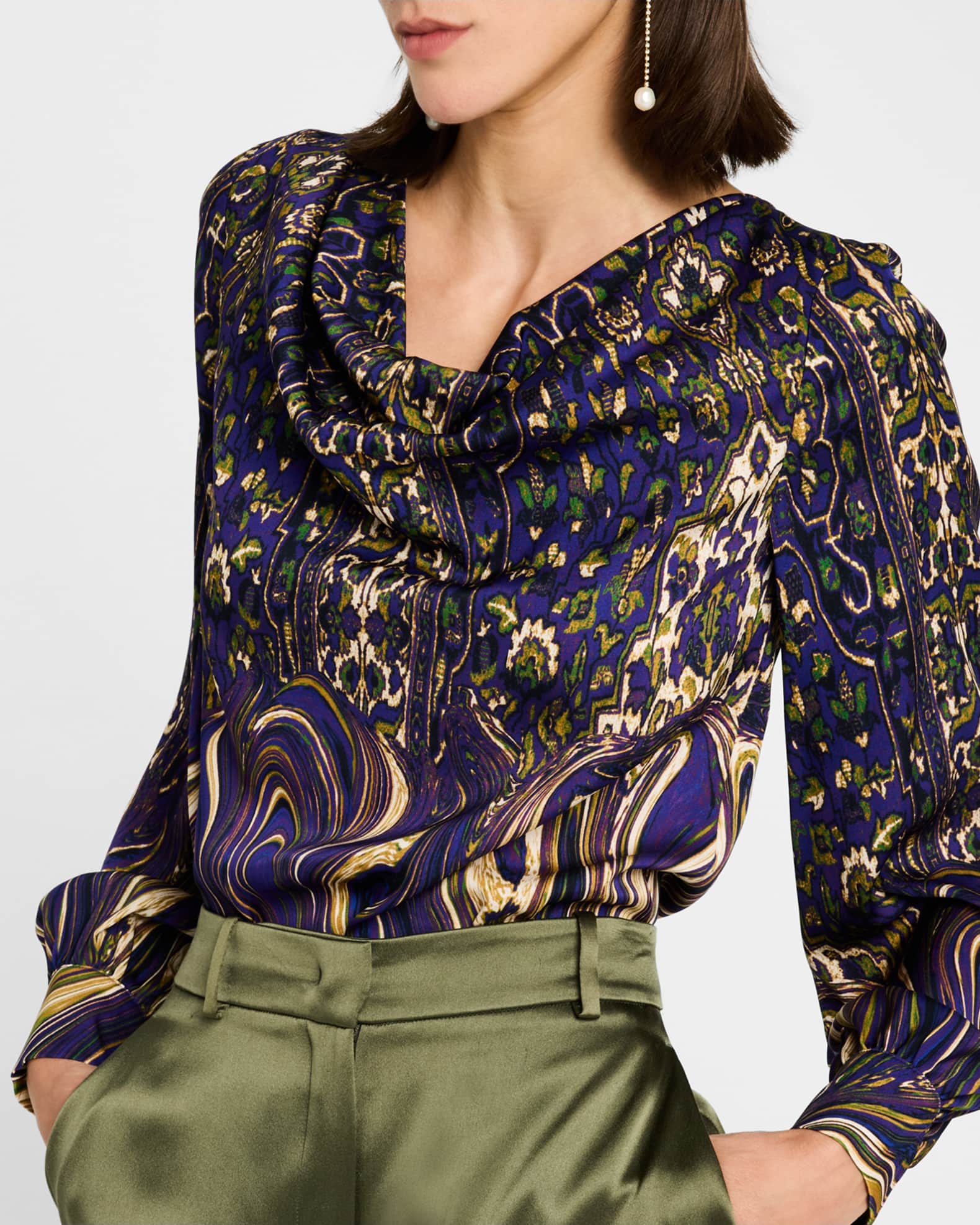 Elie Tahari The Lani Cowl-Neck Silk Blouse | Neiman Marcus