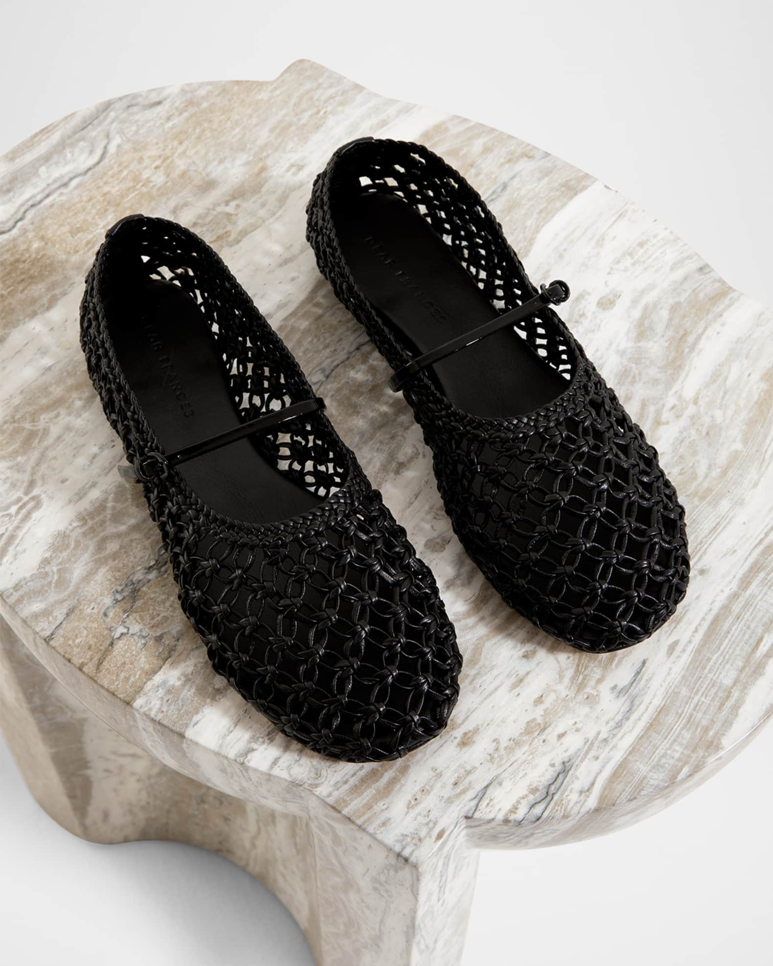 Dear Frances Balla Woven Leather Mary Jane Ballerina Flats | Neiman Marcus