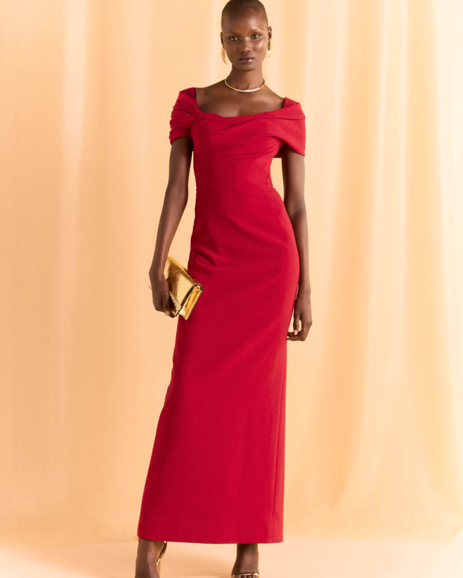 Carolina Herrera Draped Off-Shoulder Column Gown | Neiman Marcus