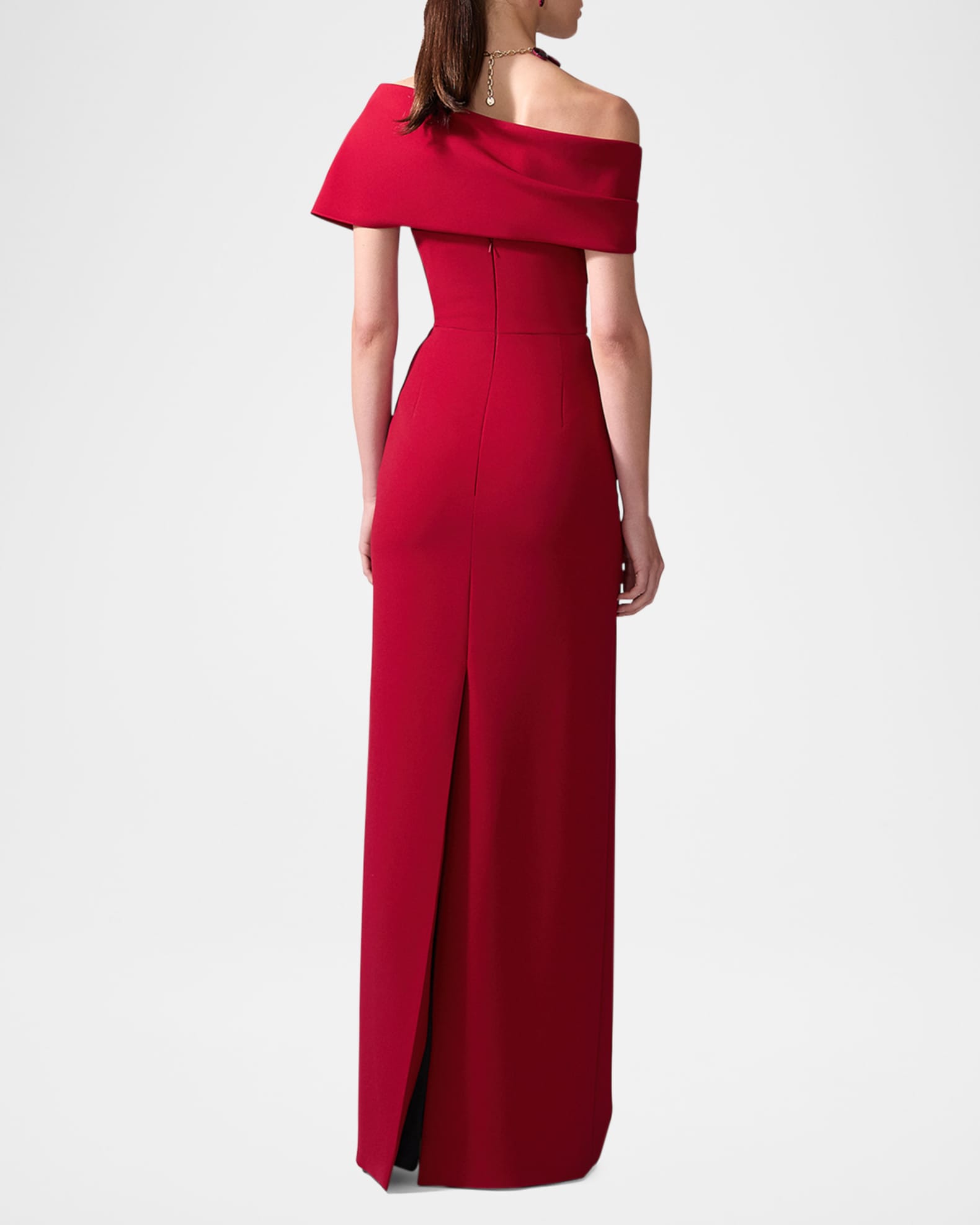 Carolina Herrera Draped Off-Shoulder Column Gown | Neiman Marcus