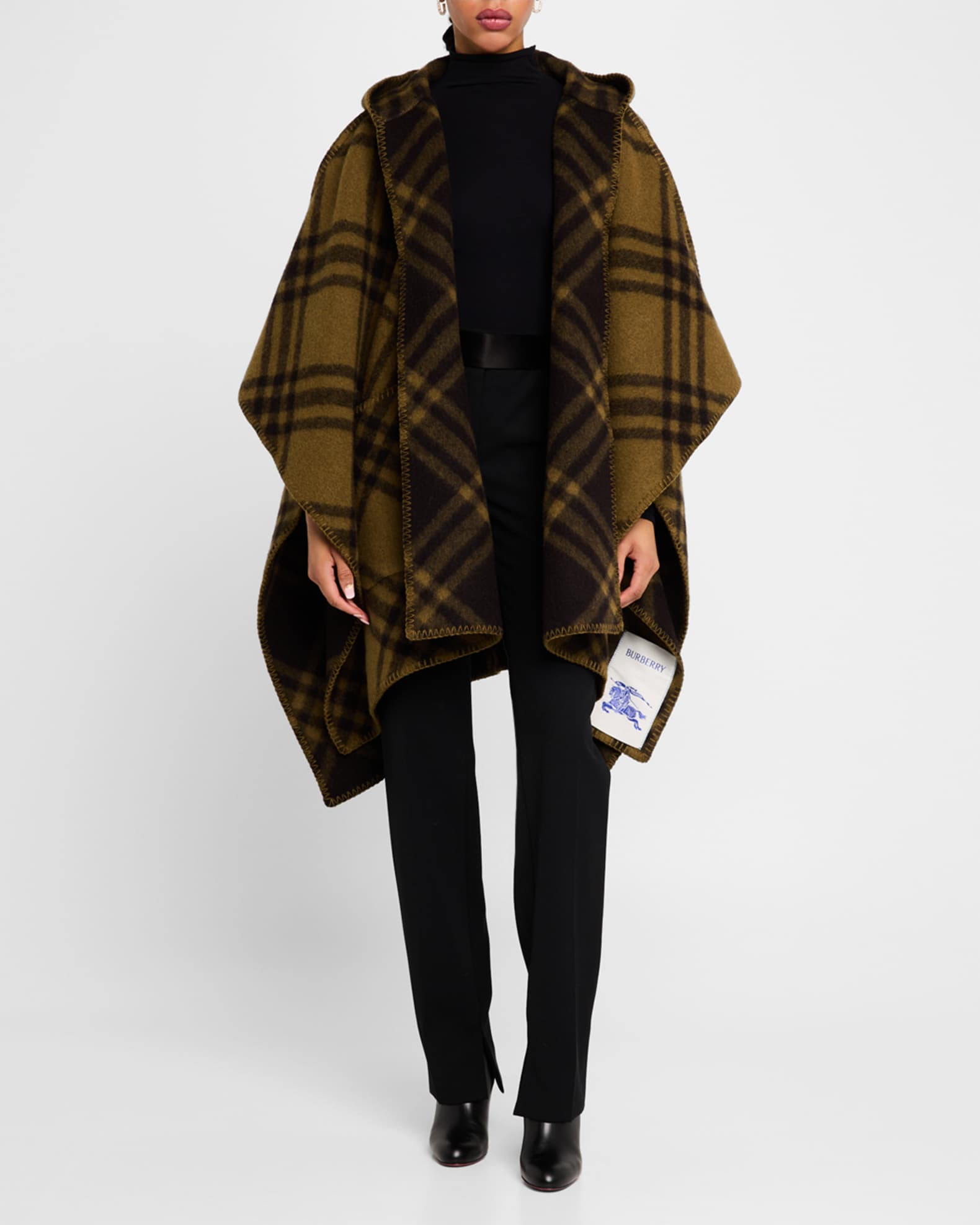 Burberry Catherine Reversible Check Hooded Cape | Neiman Marcus