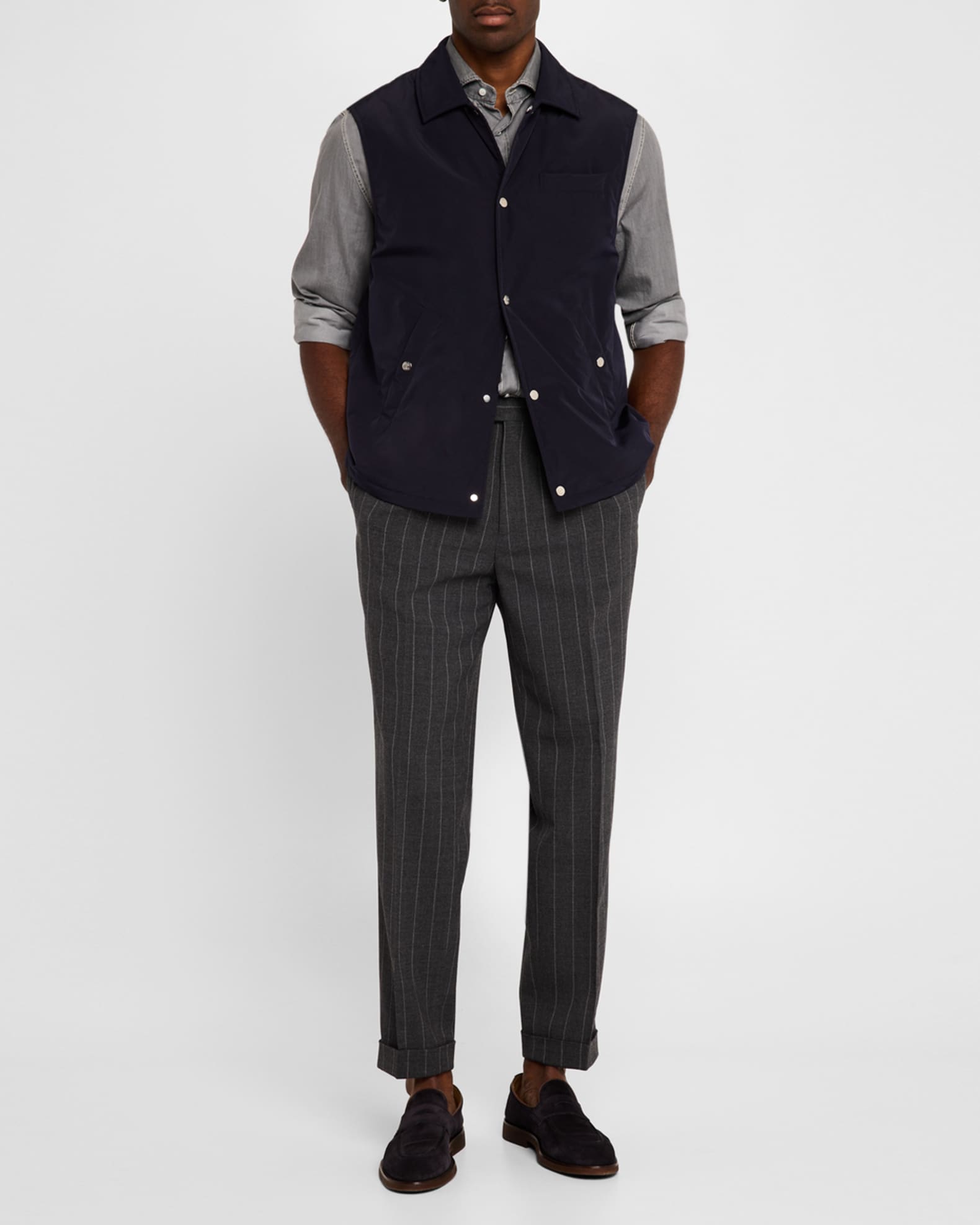 Brunello Cucinelli Men's Water Resistant Snap-Front Vest | Neiman Marcus