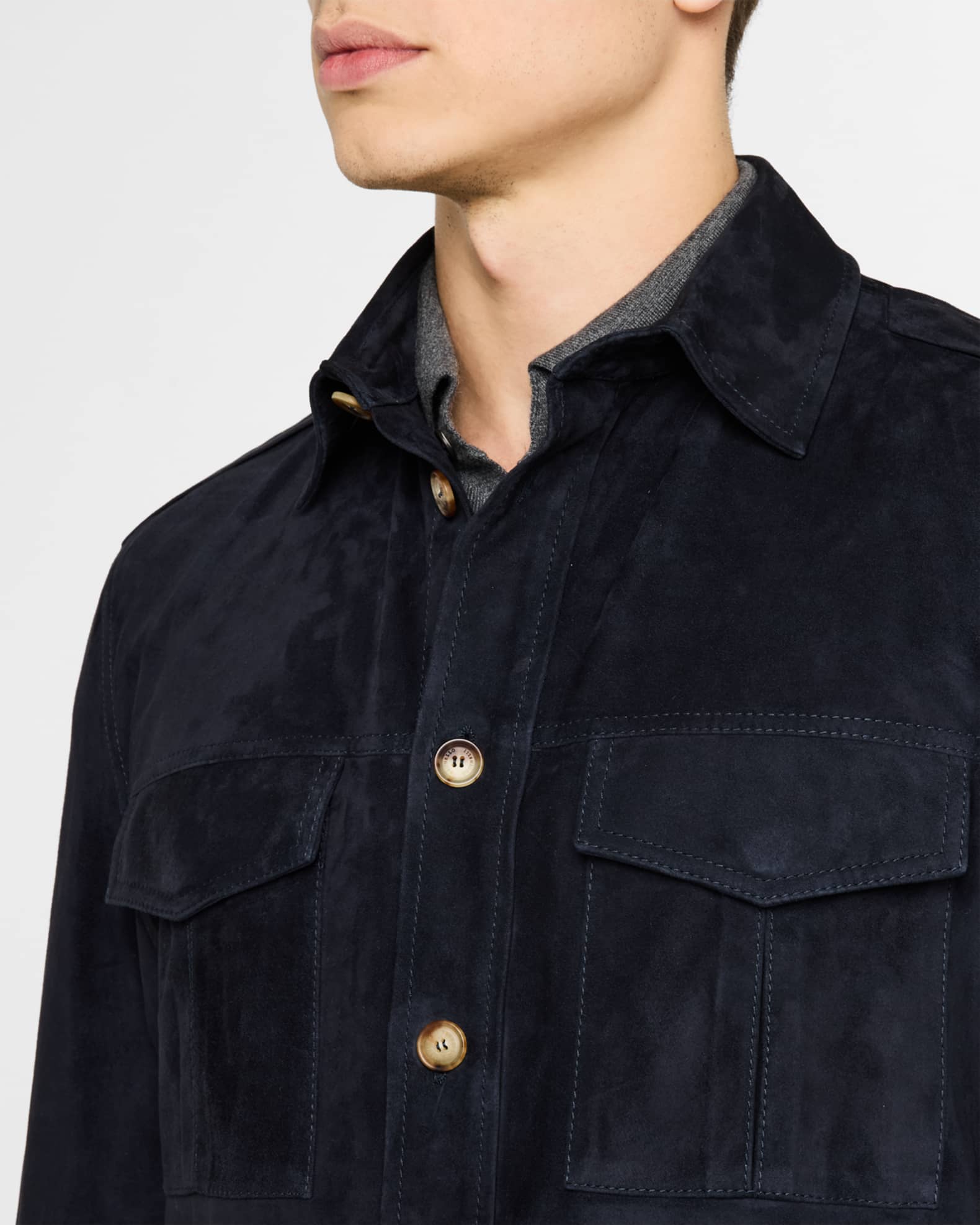 Brunello Cucinelli Men's Suede Field Jacket | Neiman Marcus