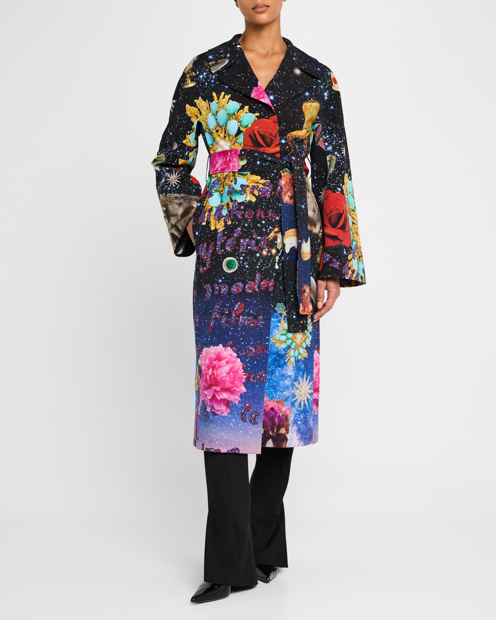 Libertine Vienna Starry Night Redux Belted Long Wrap Coat | Neiman Marcus