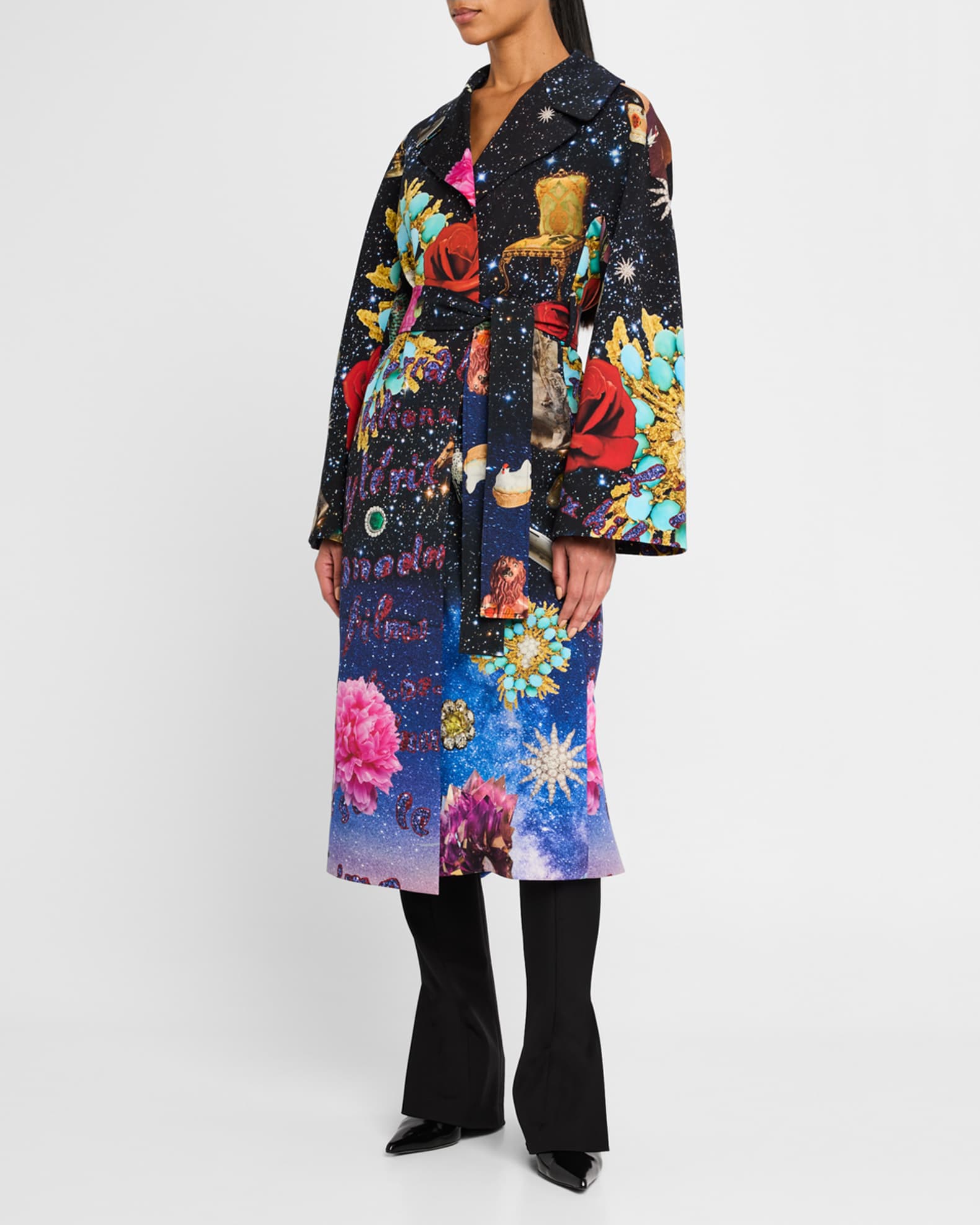 Libertine Vienna Starry Night Redux Belted Long Wrap Coat | Neiman Marcus