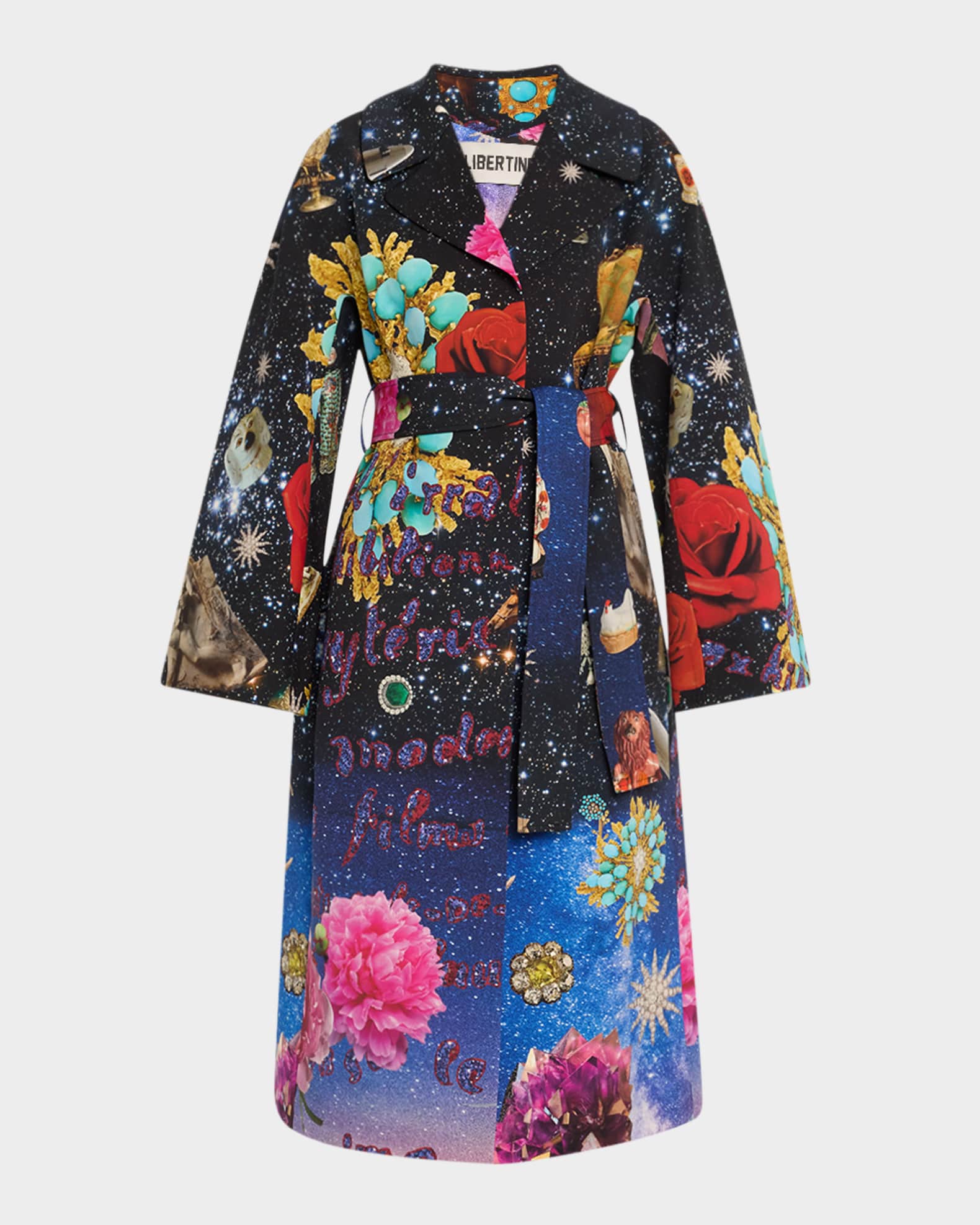 Libertine Vienna Starry Night Redux Belted Long Wrap Coat | Neiman Marcus