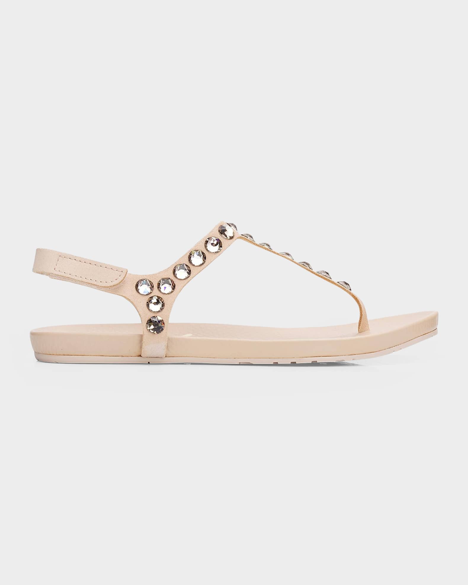 Pedro Garcia Crystal Embellished T-Strap Thong Sandals | Neiman Marcus