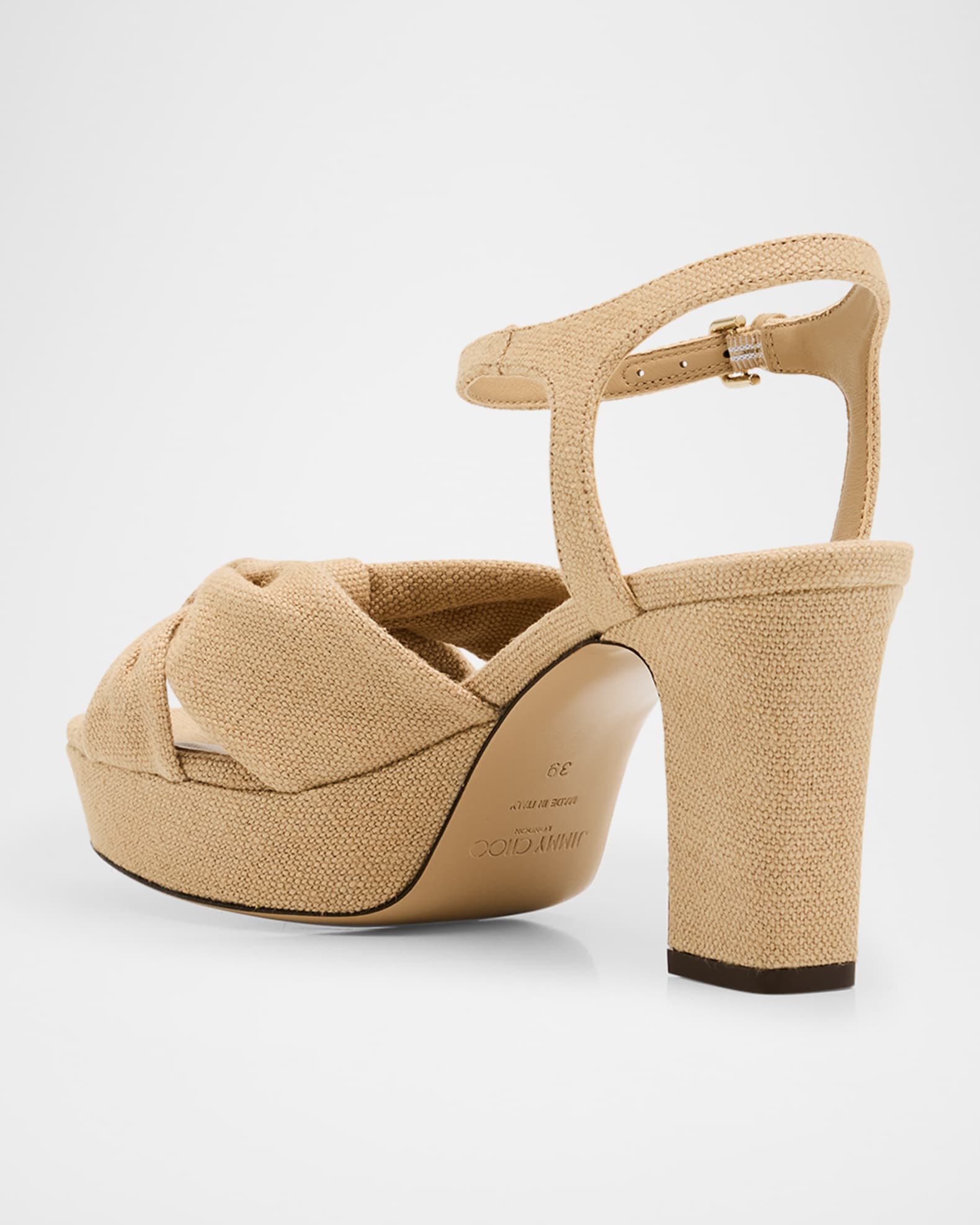 Jimmy Choo Heloise Linen Knot Platform Sandals | Neiman Marcus