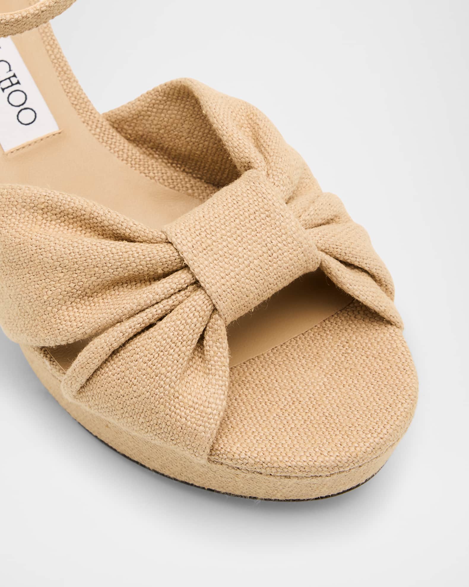 Jimmy Choo Heloise Linen Knot Platform Sandals | Neiman Marcus