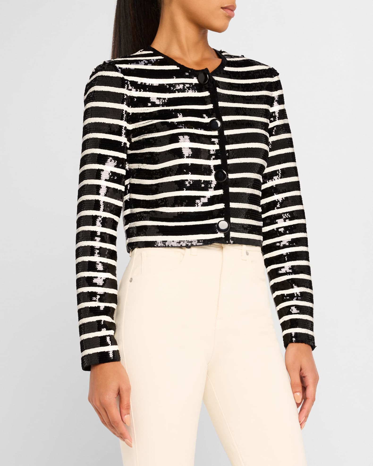 Veronica Beard Mickey Sequined Stripe Jacket | Neiman Marcus