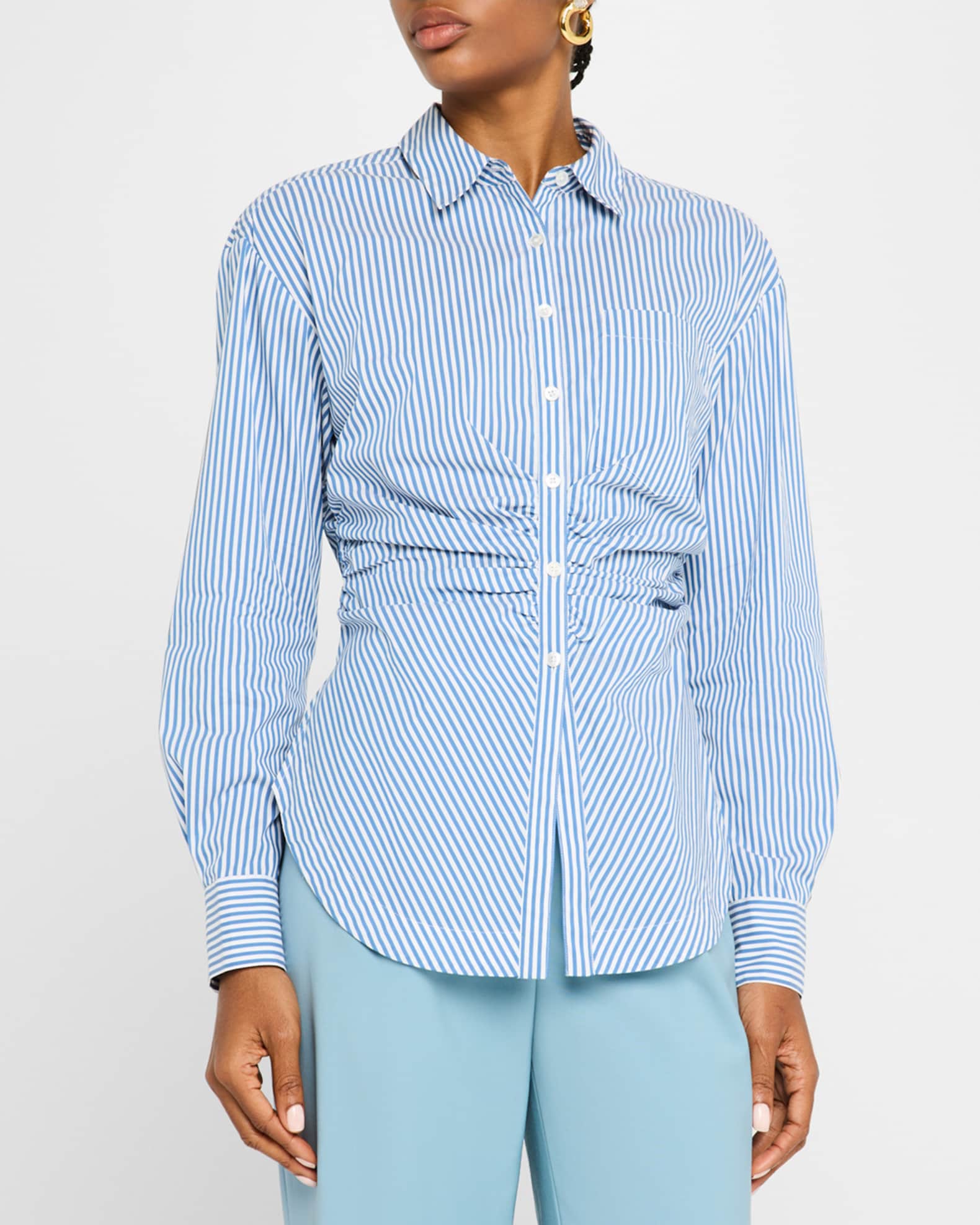 Veronica Beard Bosco Striped Button-Front Shirt | Neiman Marcus