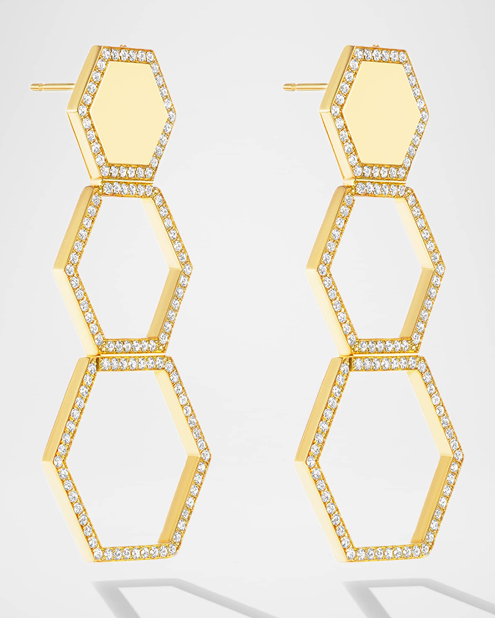 CADAR 18K Yellow Gold B HOME Diamond Drop Earrings | Neiman Marcus