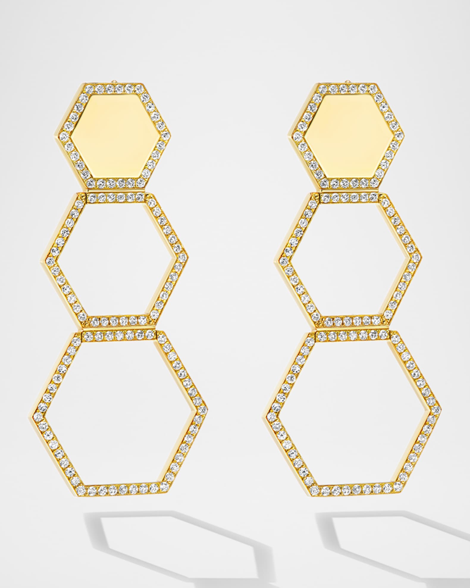 CADAR 18K Yellow Gold B HOME Diamond Drop Earrings | Neiman Marcus