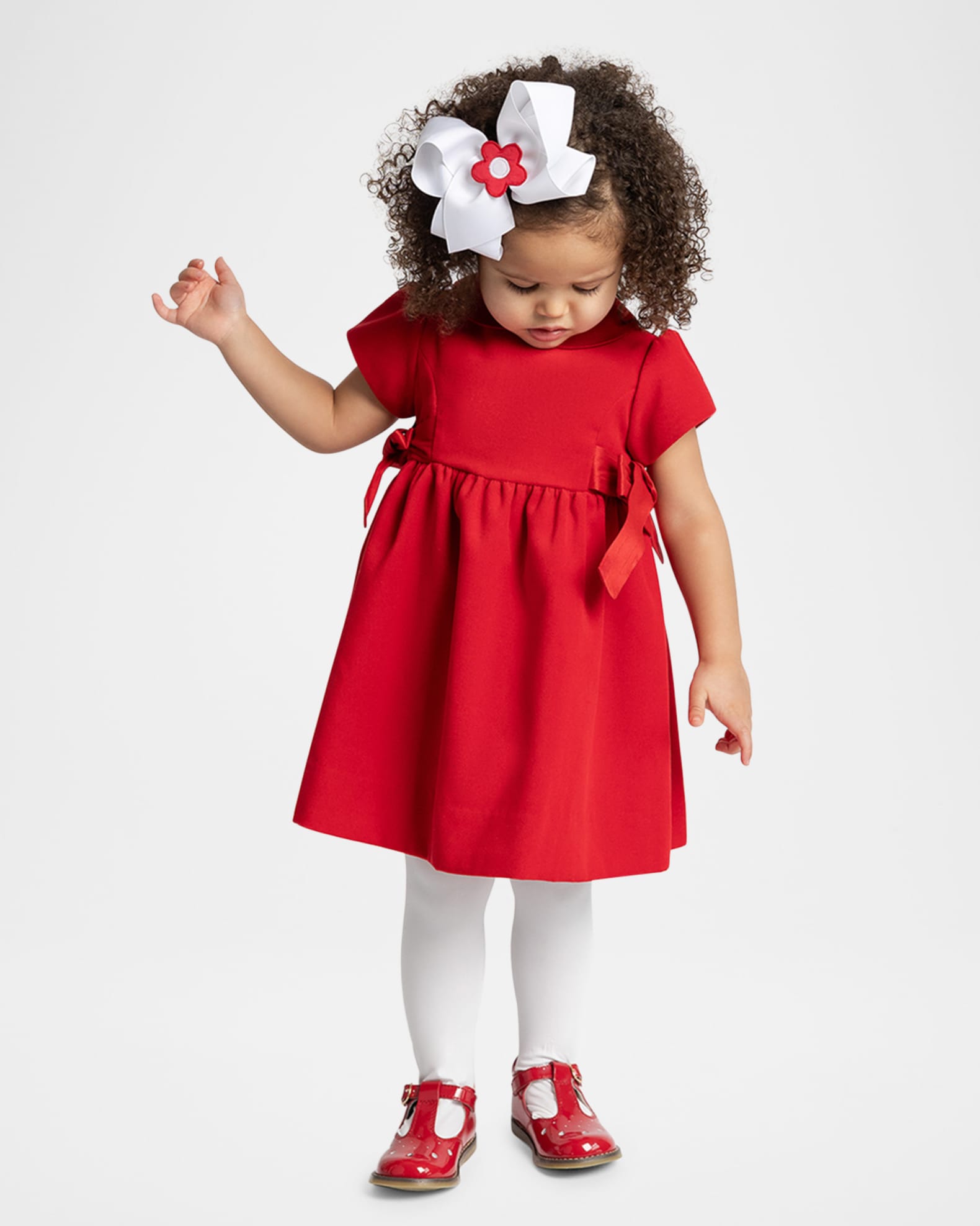 Girl's Red Velvet Dress with Side Bows | Neiman Marcus
