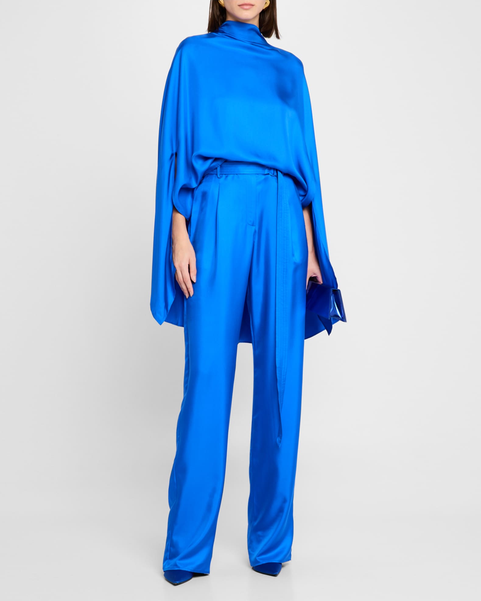LAPOINTE Silky Twill Oversized Cape Top | Neiman Marcus