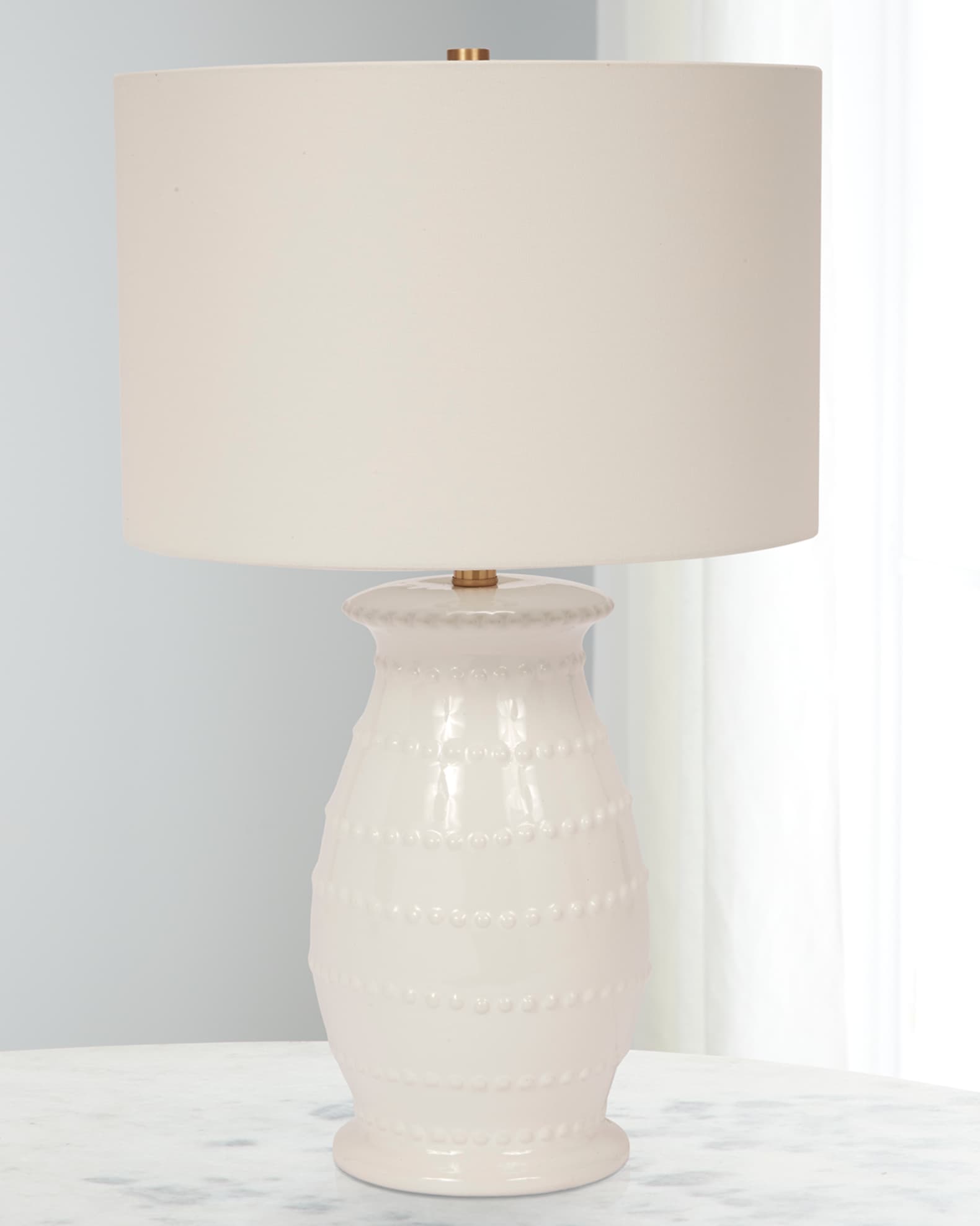Old World Design Caleb Ceramic Table Lamp with Linen Shade | Neiman Marcus