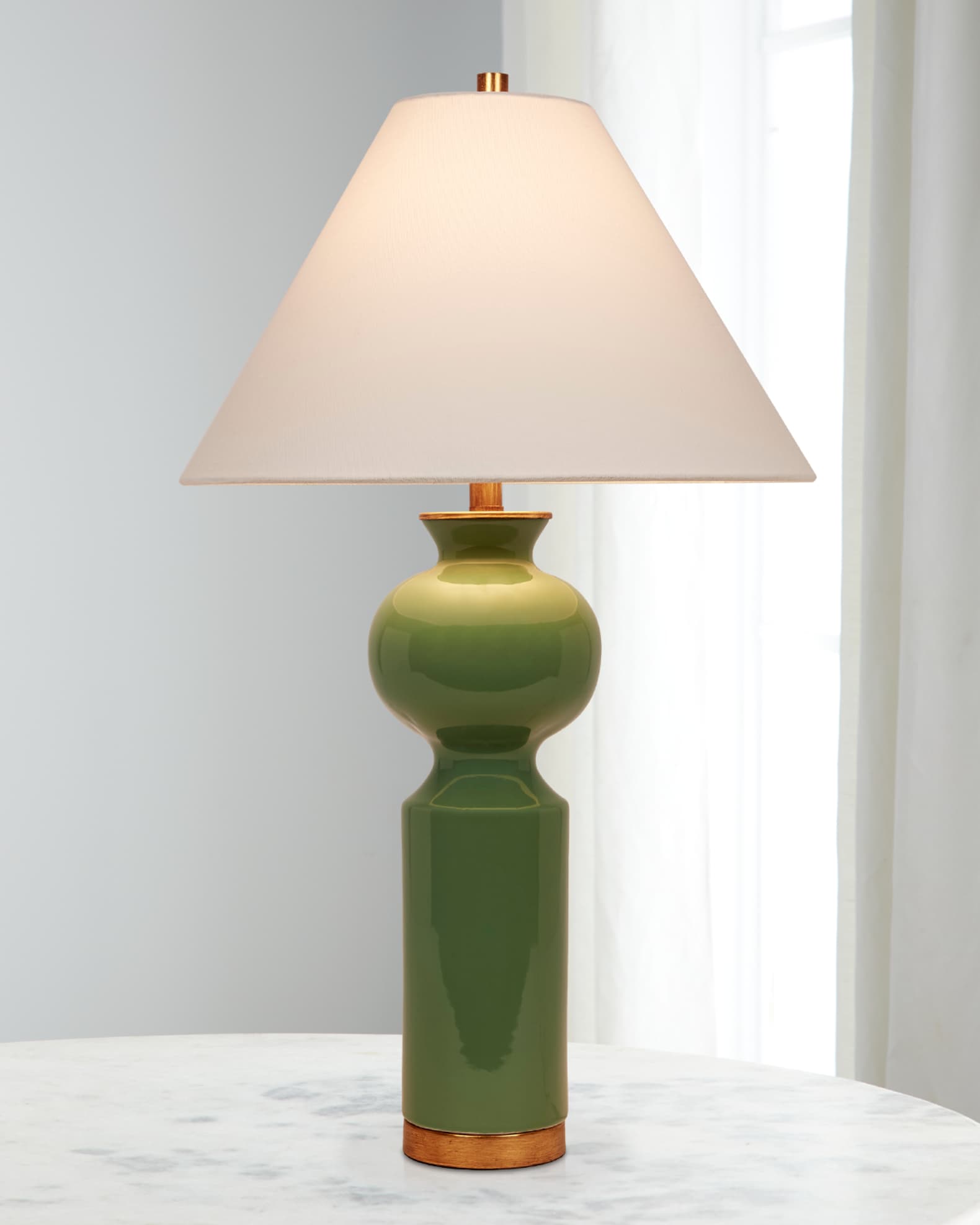 Old World Design Perla 33" Ceramic Table Lamp with Linen Shade | Neiman ...