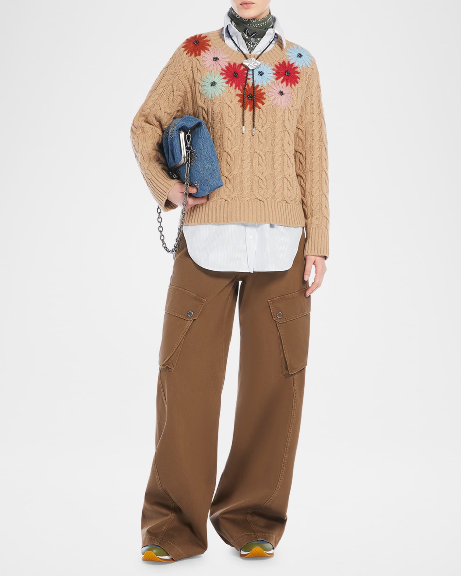 Weekend Max Mara Elvy Wide Leg Cotton Cargo Pants | Neiman Marcus