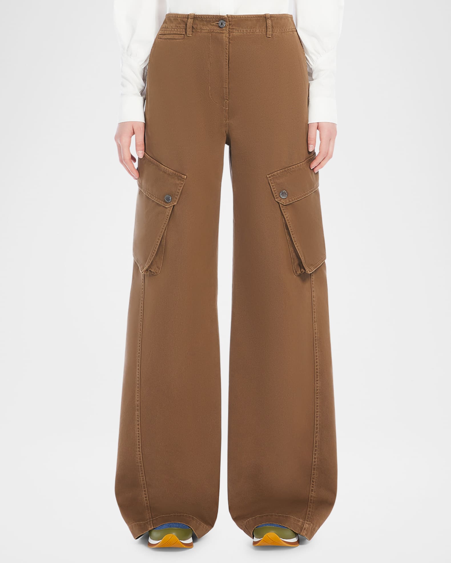 Weekend Max Mara Elvy Wide Leg Cotton Cargo Pants | Neiman Marcus