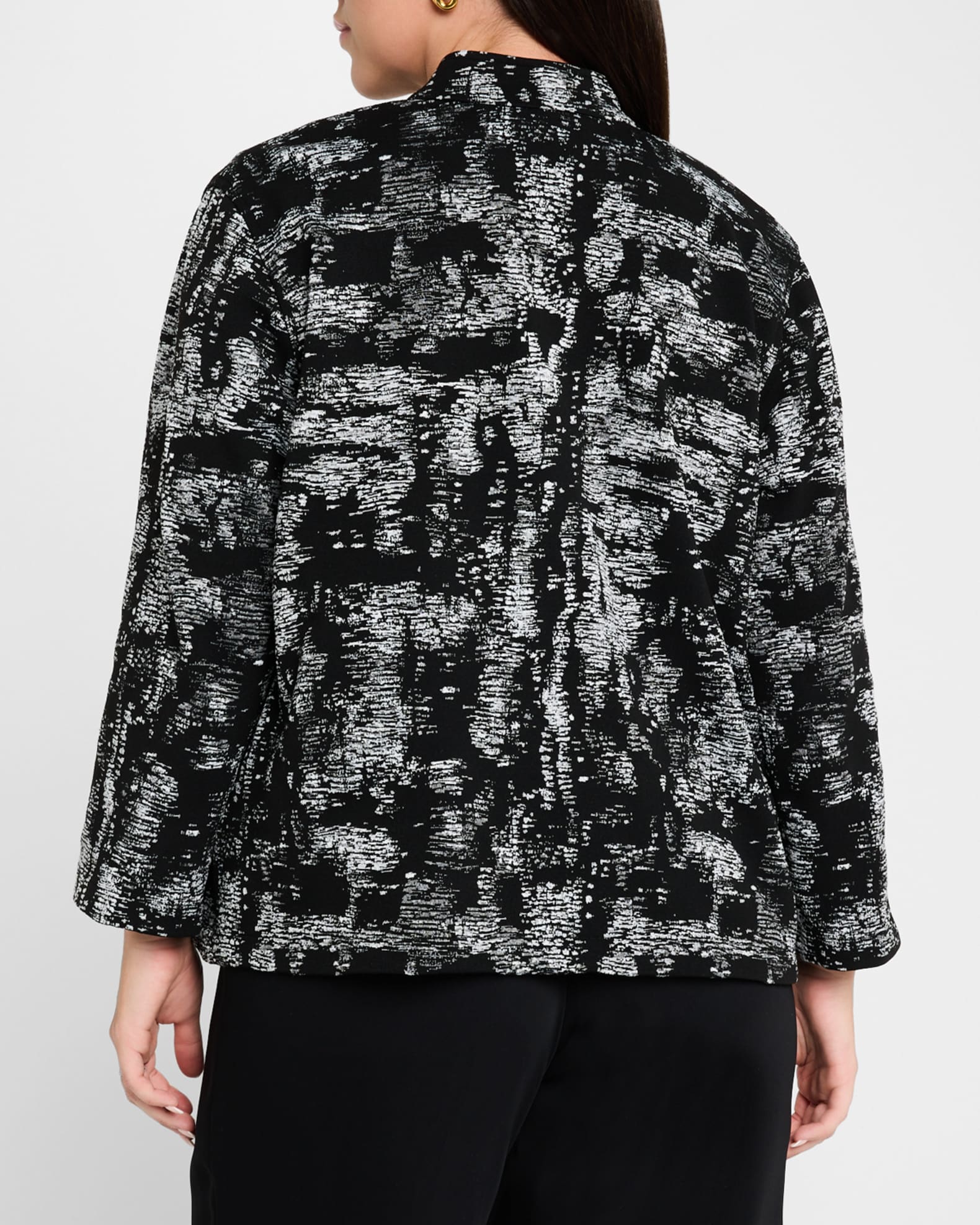 Caroline Rose Plus Size Melange Knit Zip-Front Jacket | Neiman Marcus